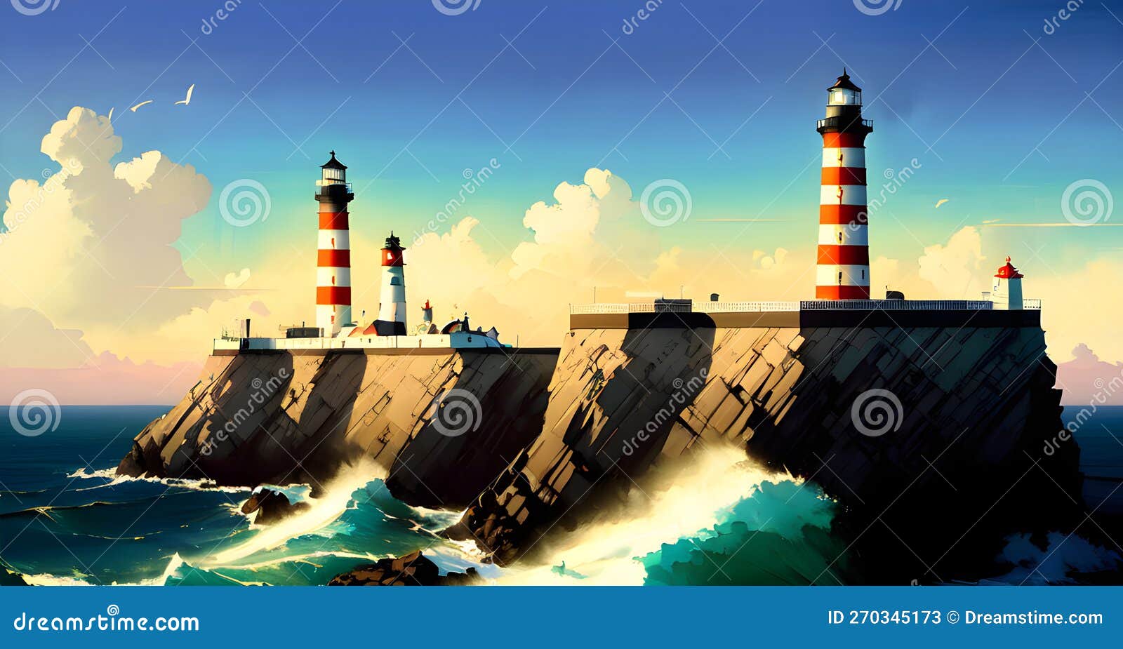 Lighthouse Under the Sky. Safe Harbor, Alert Warning Light Concept ...