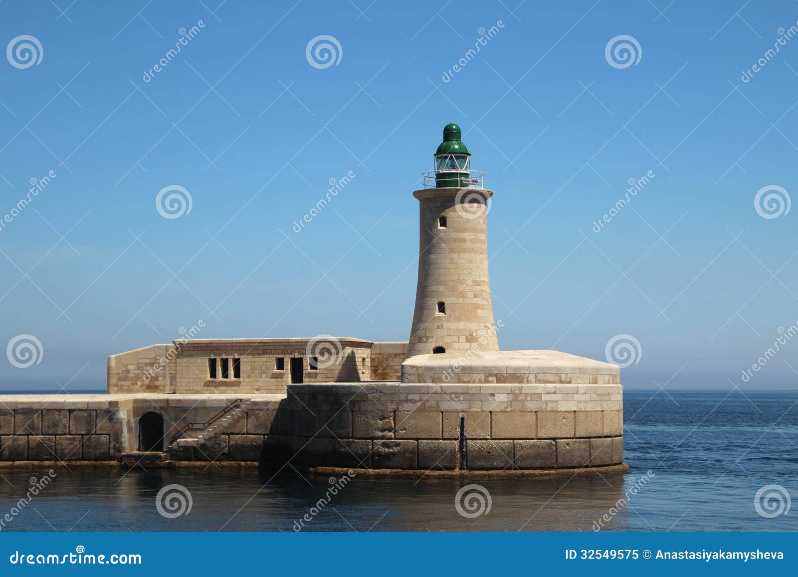 Lighthouse in Valletta, Malta Stock Image - Image of vittoriosa ...