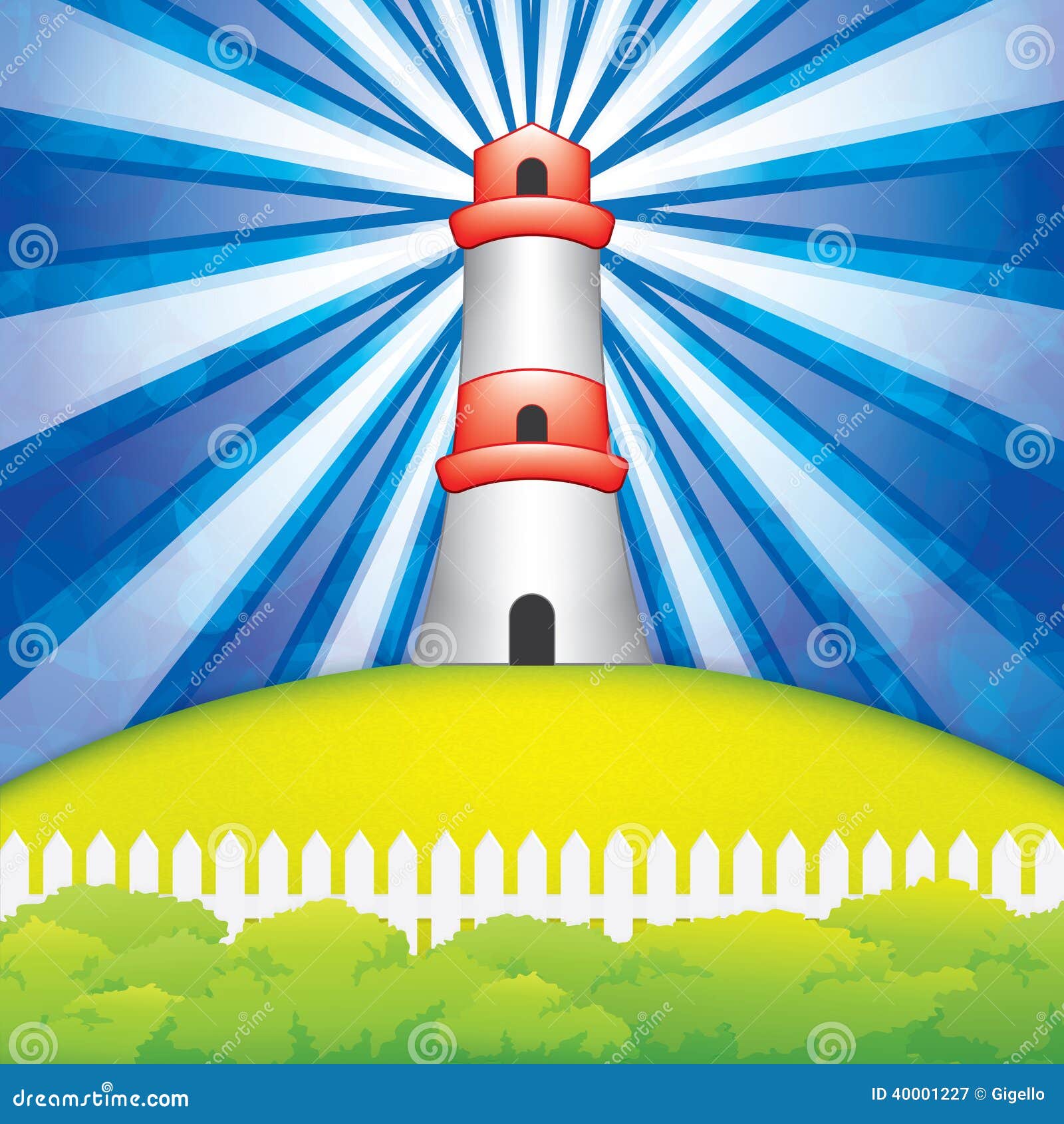 Lighthouse stock vector. Illustration of fence, marine - 40001227