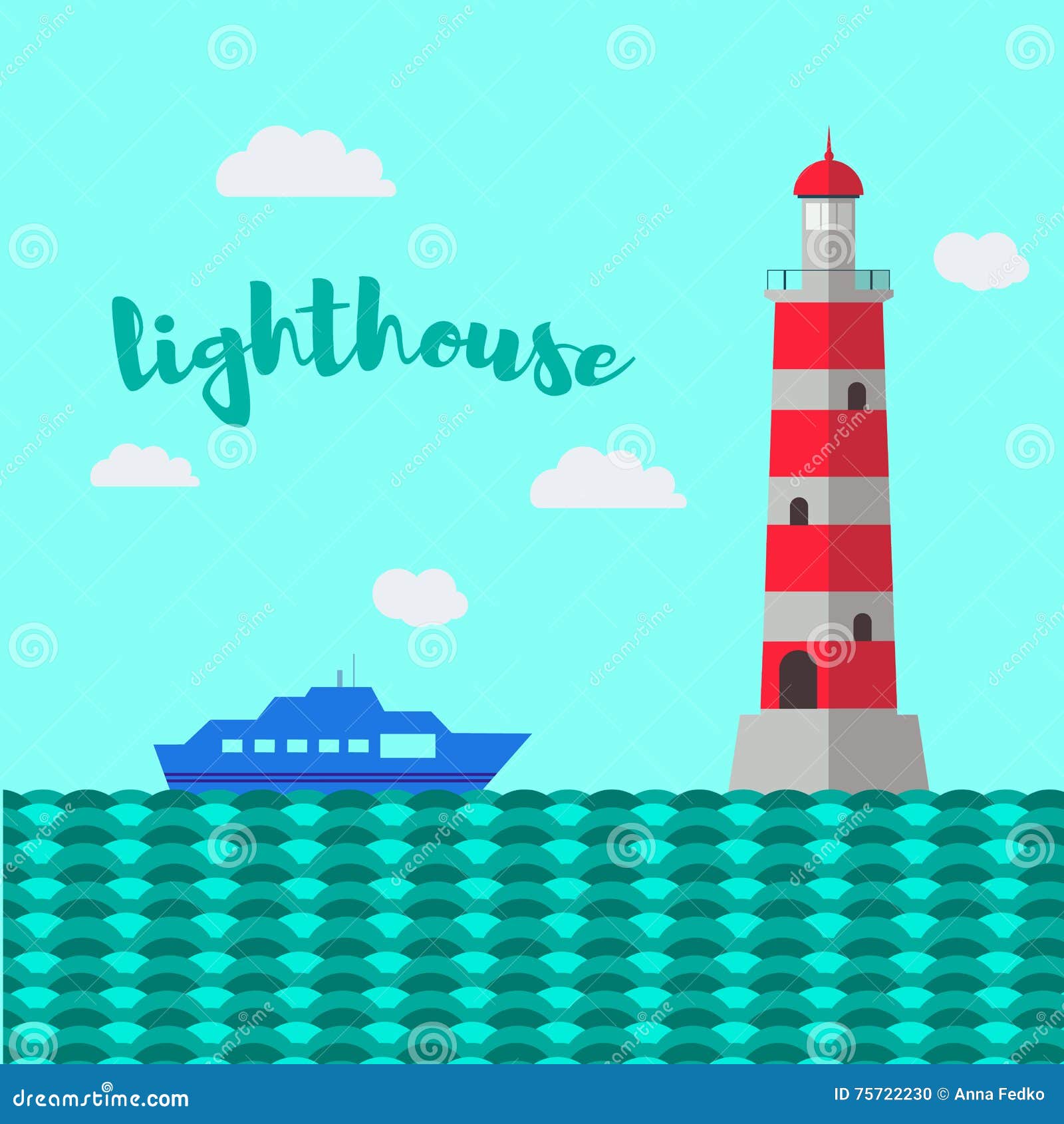 Lighthouse Vector Illustration. Sea Landscape. Stock Vector ...