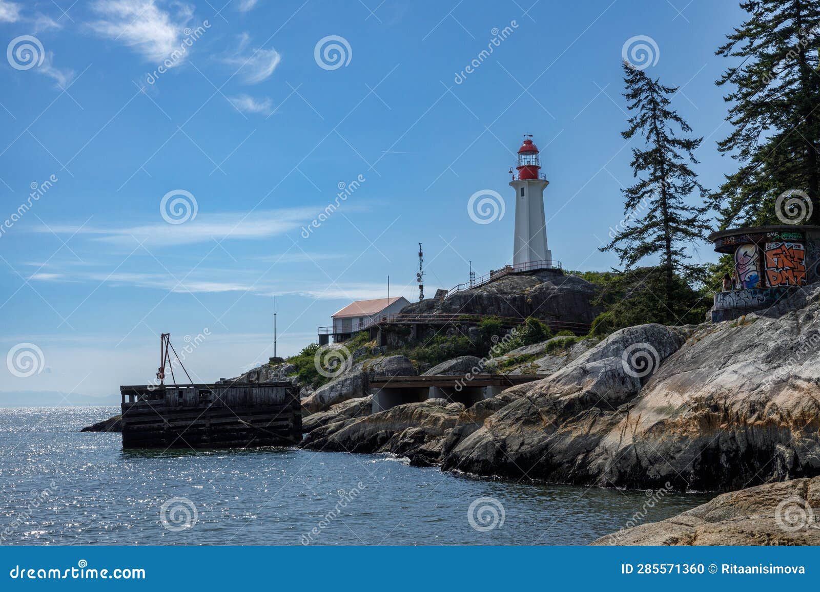 Lighthouse Viewpoint from East Beach Trail Inside Lighthouse Park in ...