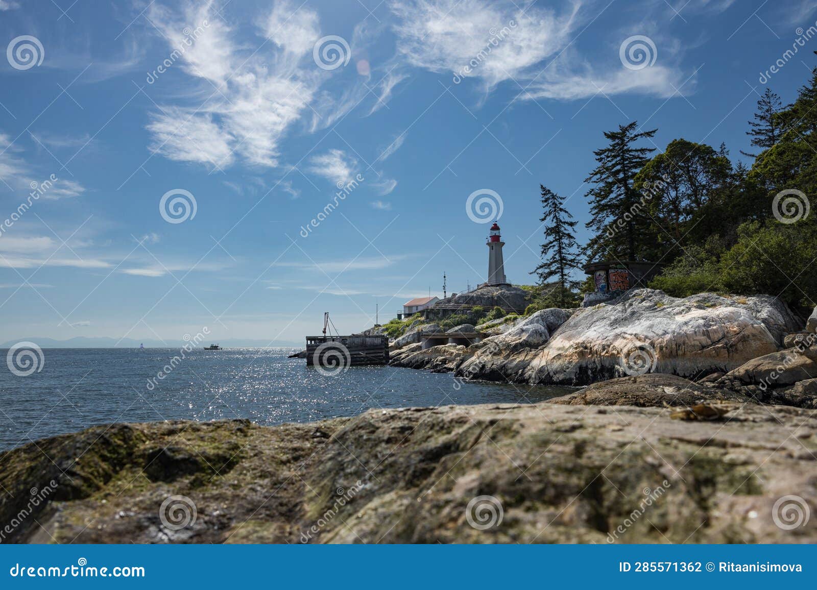 Lighthouse Viewpoint from East Beach Trail Inside Lighthouse Park in ...