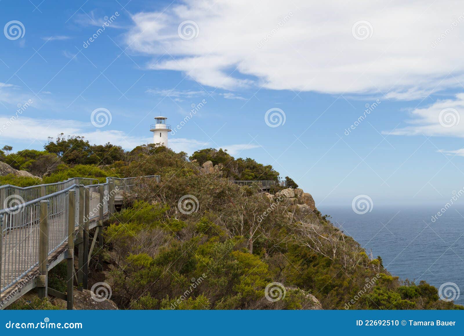 Lighthouse with walkway stock photo. Image of beacon - 22692510