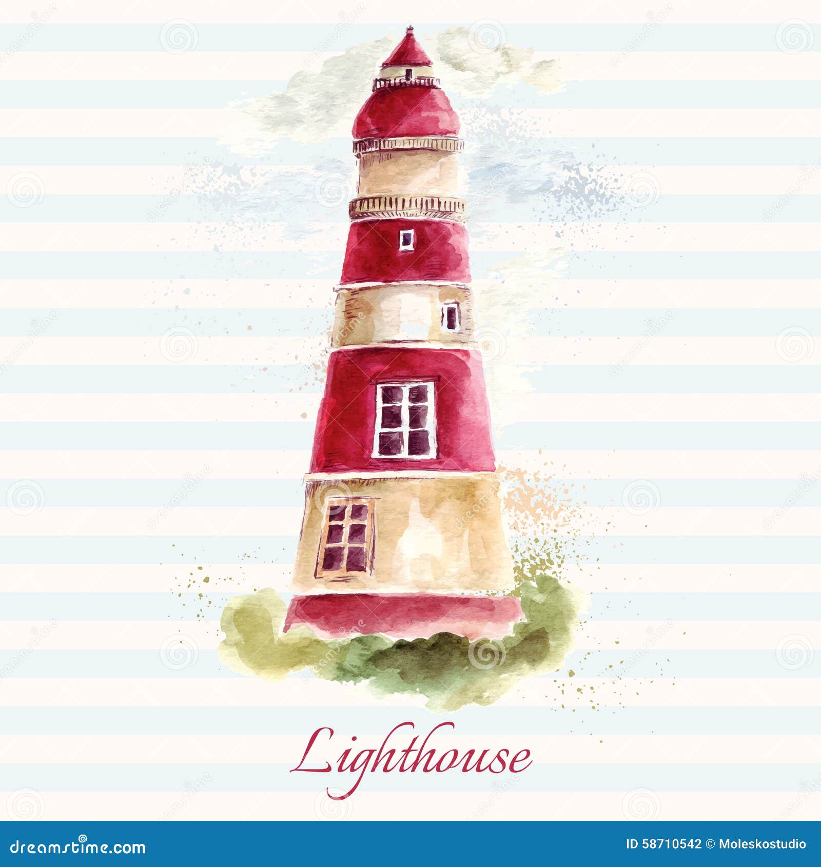 Lighthouse in Watercolor Technique Stock Vector - Illustration of ...