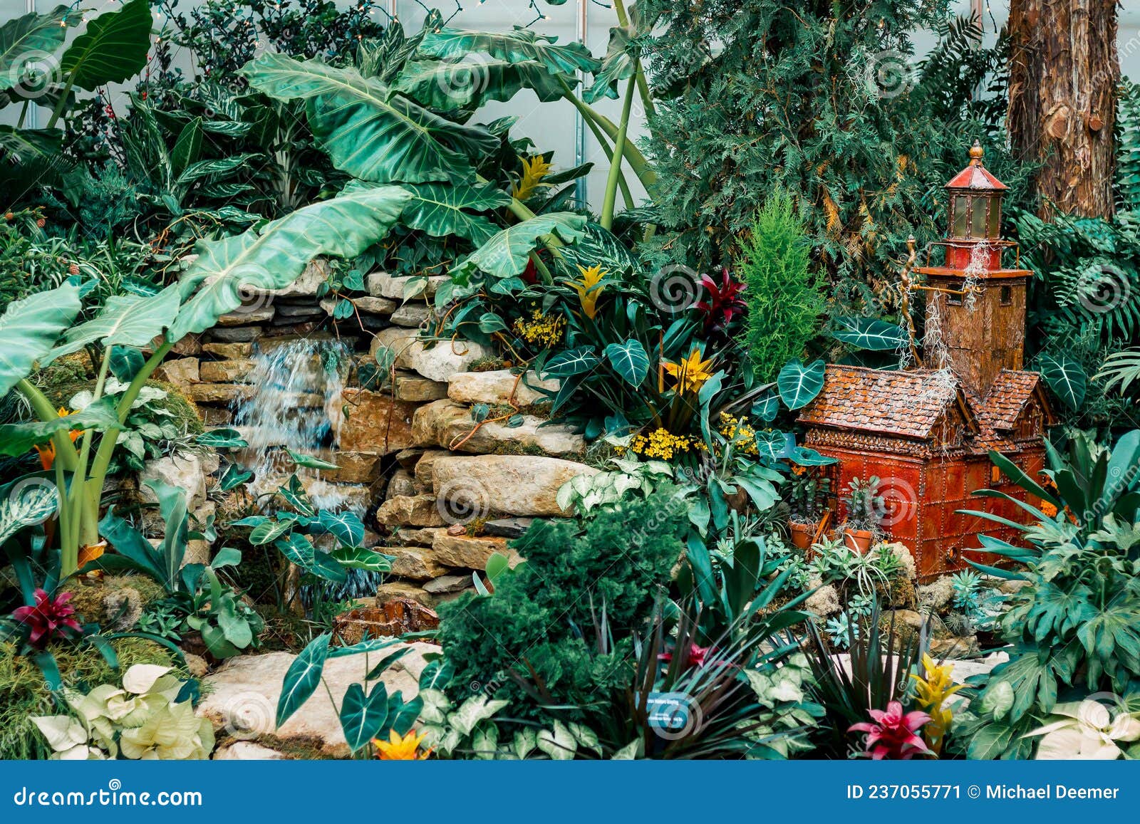 Lighthouse and Waterfall Models in a Train Display Editorial Photo ...