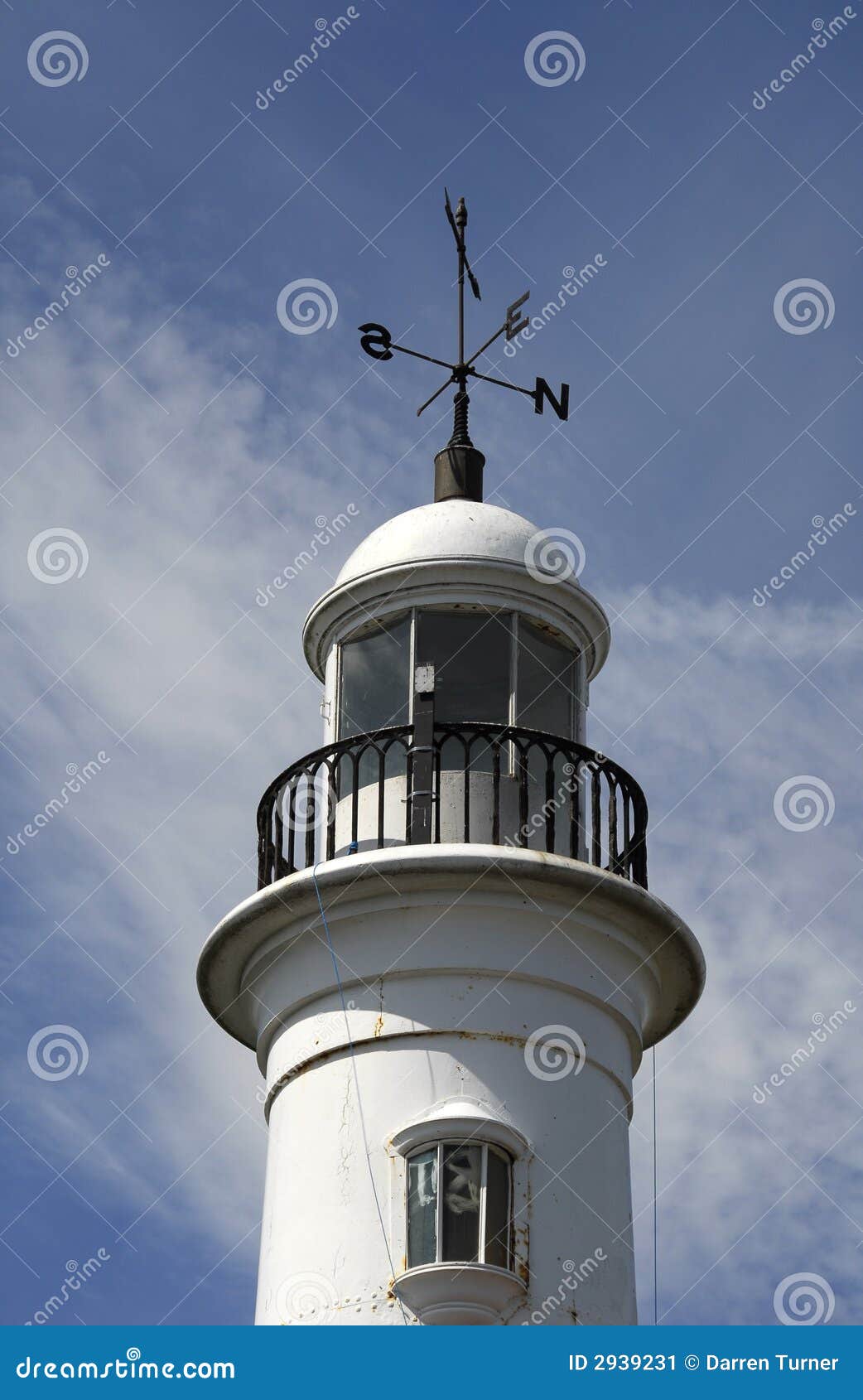 Lighthouse with Weather Vane Stock Image - Image of outdoors, railing ...