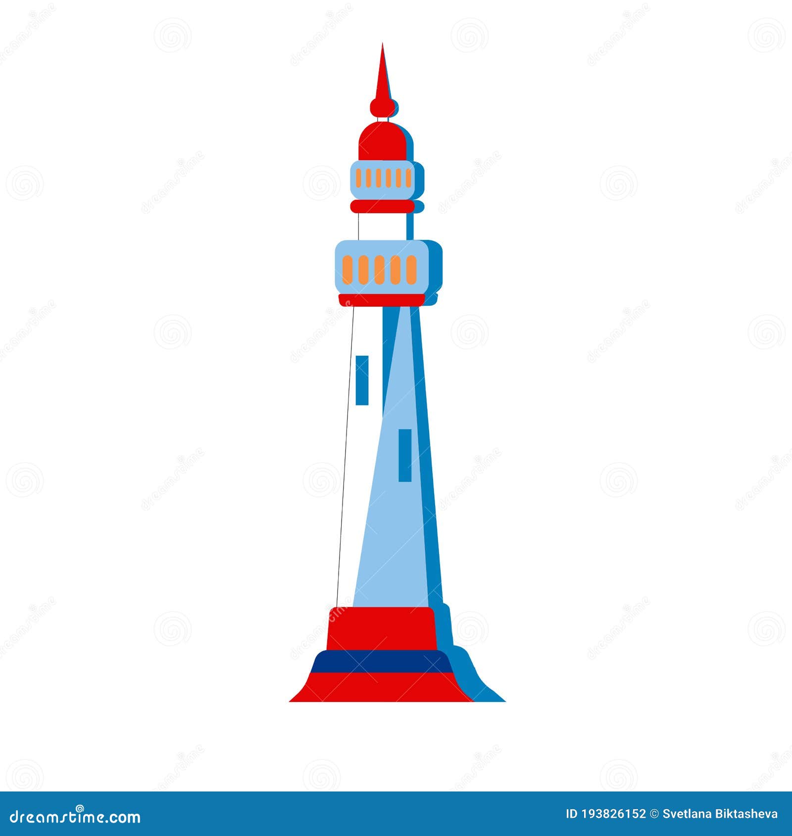 The Lighthouse on a White Background. Blue Red Color Stock Vector ...