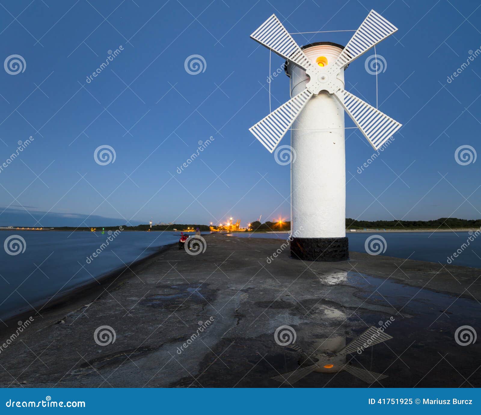 Lighthouse Windmill Stawa Mlyny In Swinoujscie, Stock Photography ...