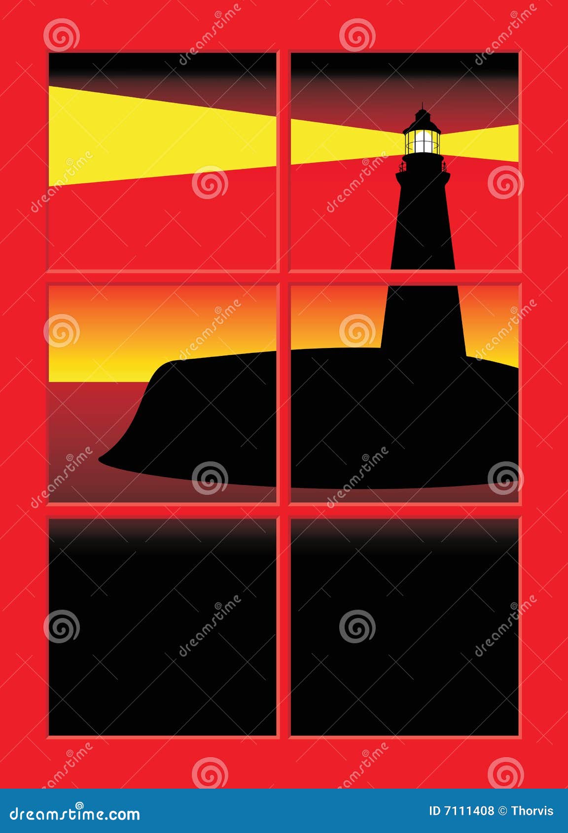 Lighthouse From Window Vector Illustration | CartoonDealer.com #6844396