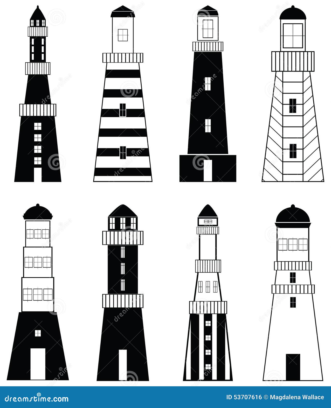 Lighthouses stock vector. Illustration of icons, leisure - 53707616