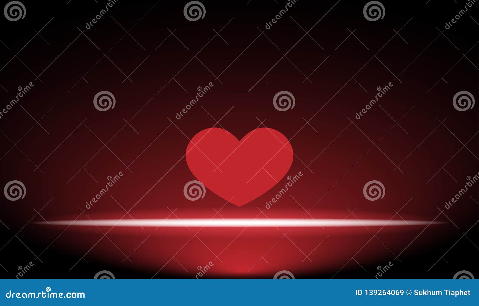 The Red Heart with Glow Light Effect on a Dark Red Background. Stock ...