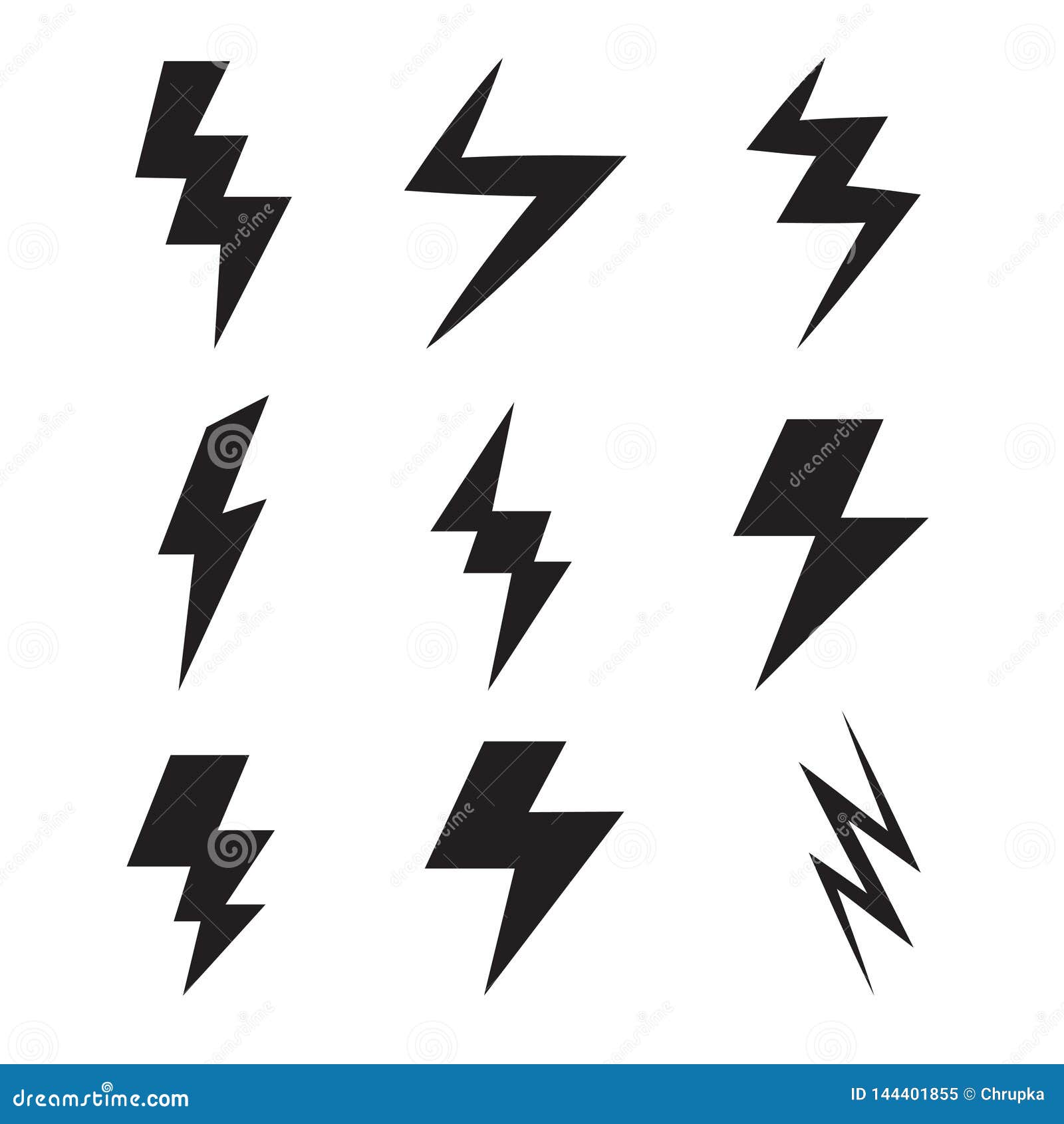 Lighting bolts icons stock vector. Illustration of fast - 144401855