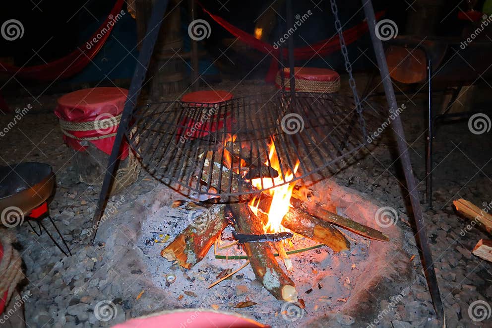 Lighting a bonfire stock image. Image of bonfire, food - 288934959