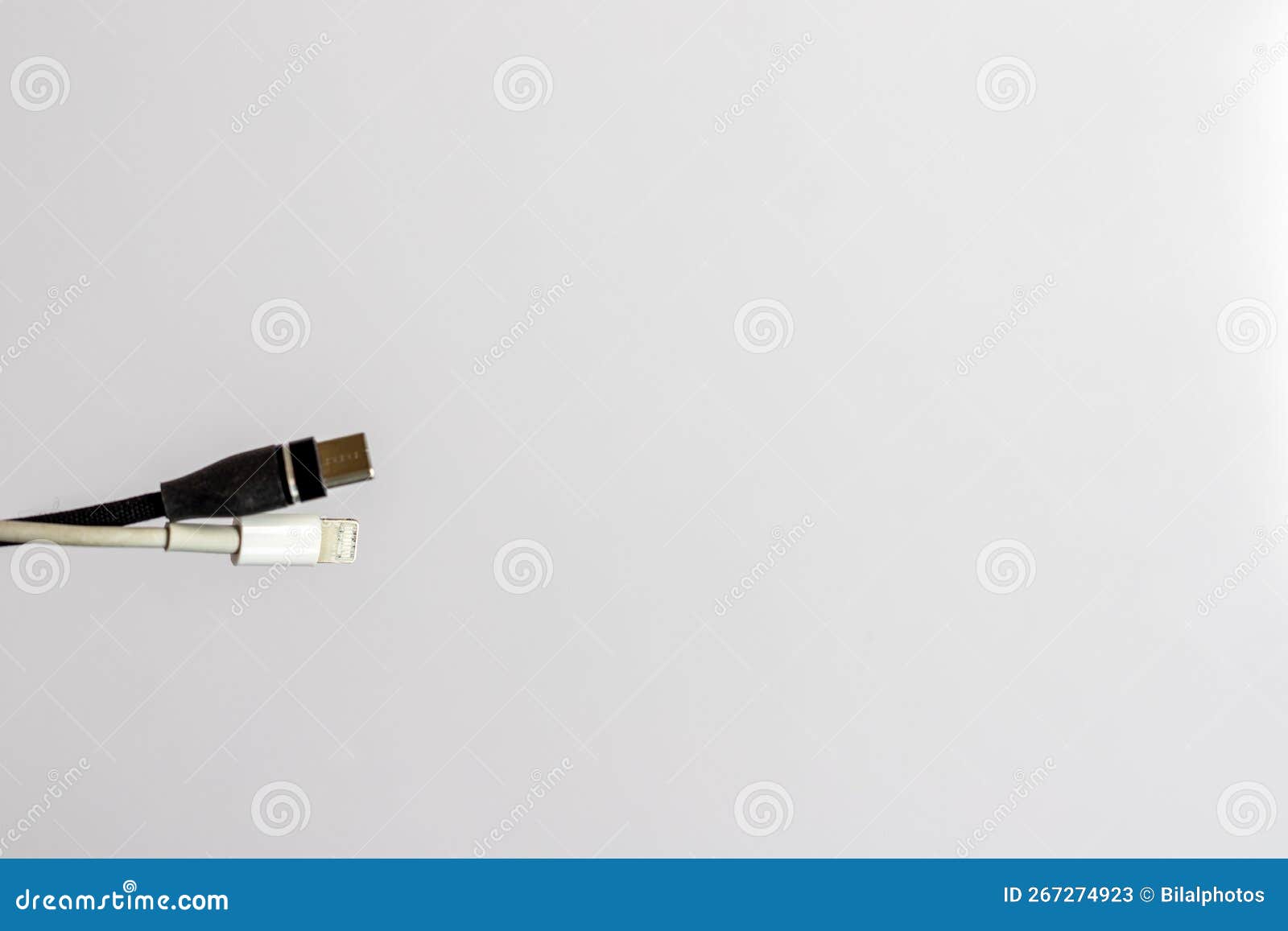 Lighting Cable and USB Type C Cable Head Isolated on White Background ...