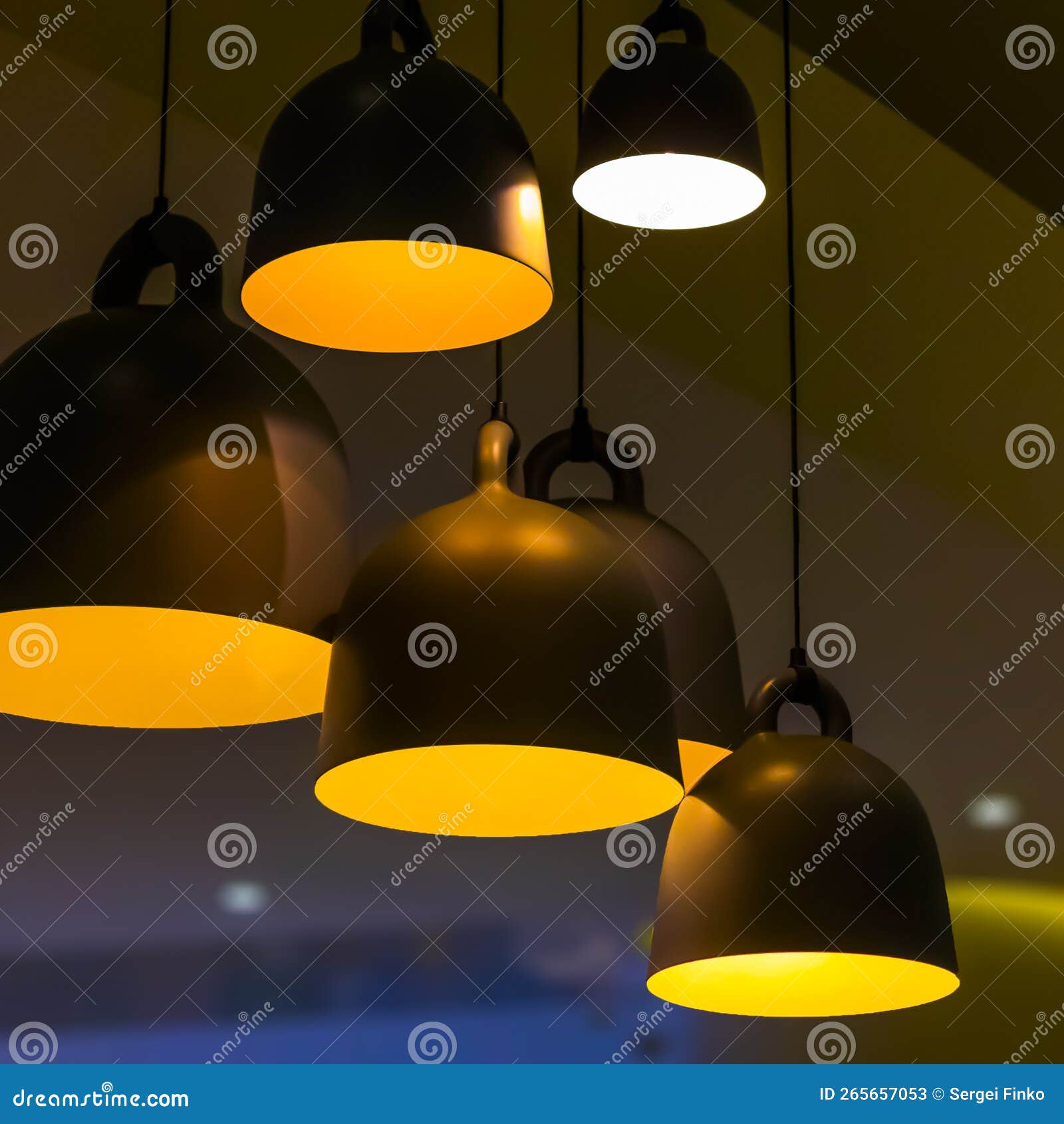 Lighting in the cafe stock image. Image of lighting - 265657053