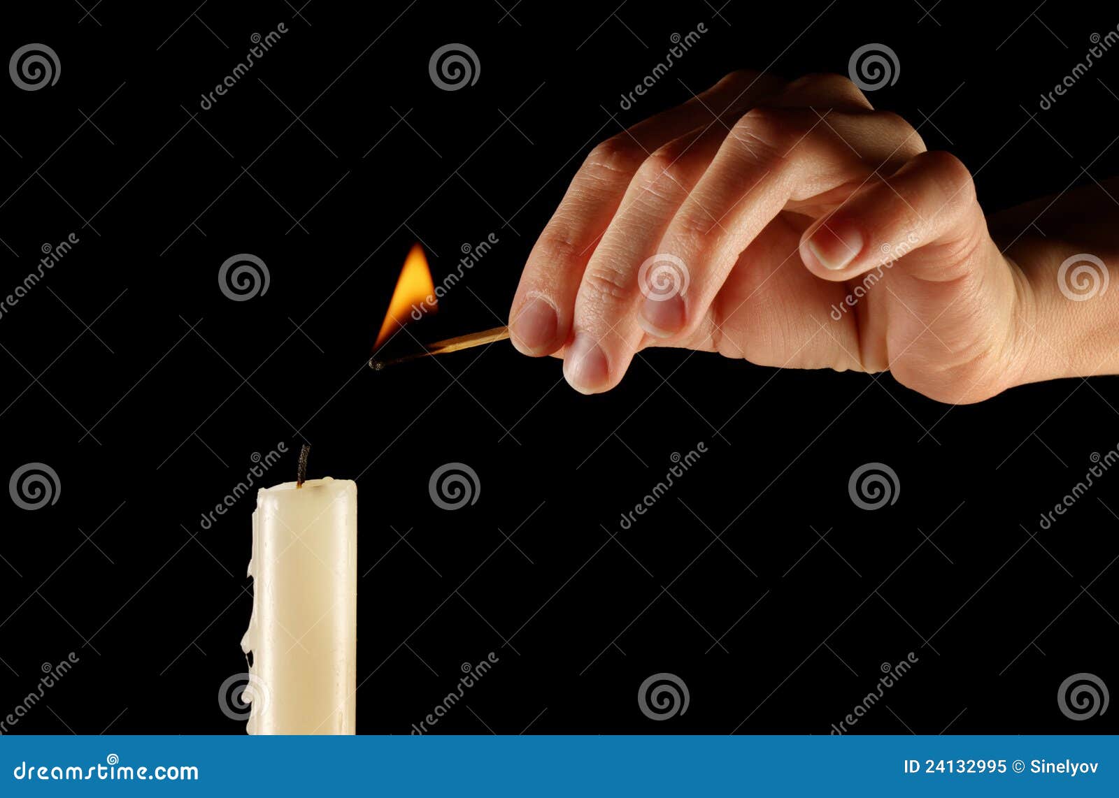 Lighting a candle stock image. Image of decoration, hand - 24132995
