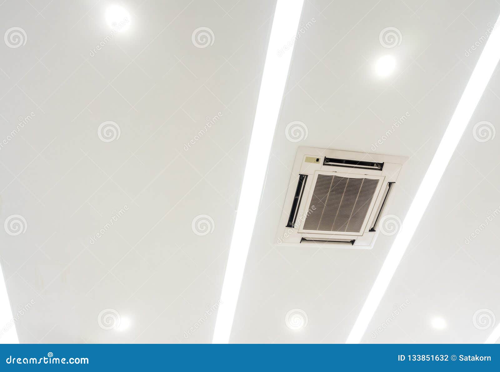 Lighting and Ceiling Mounted Air Conditioner on the Modern Ceiling ...