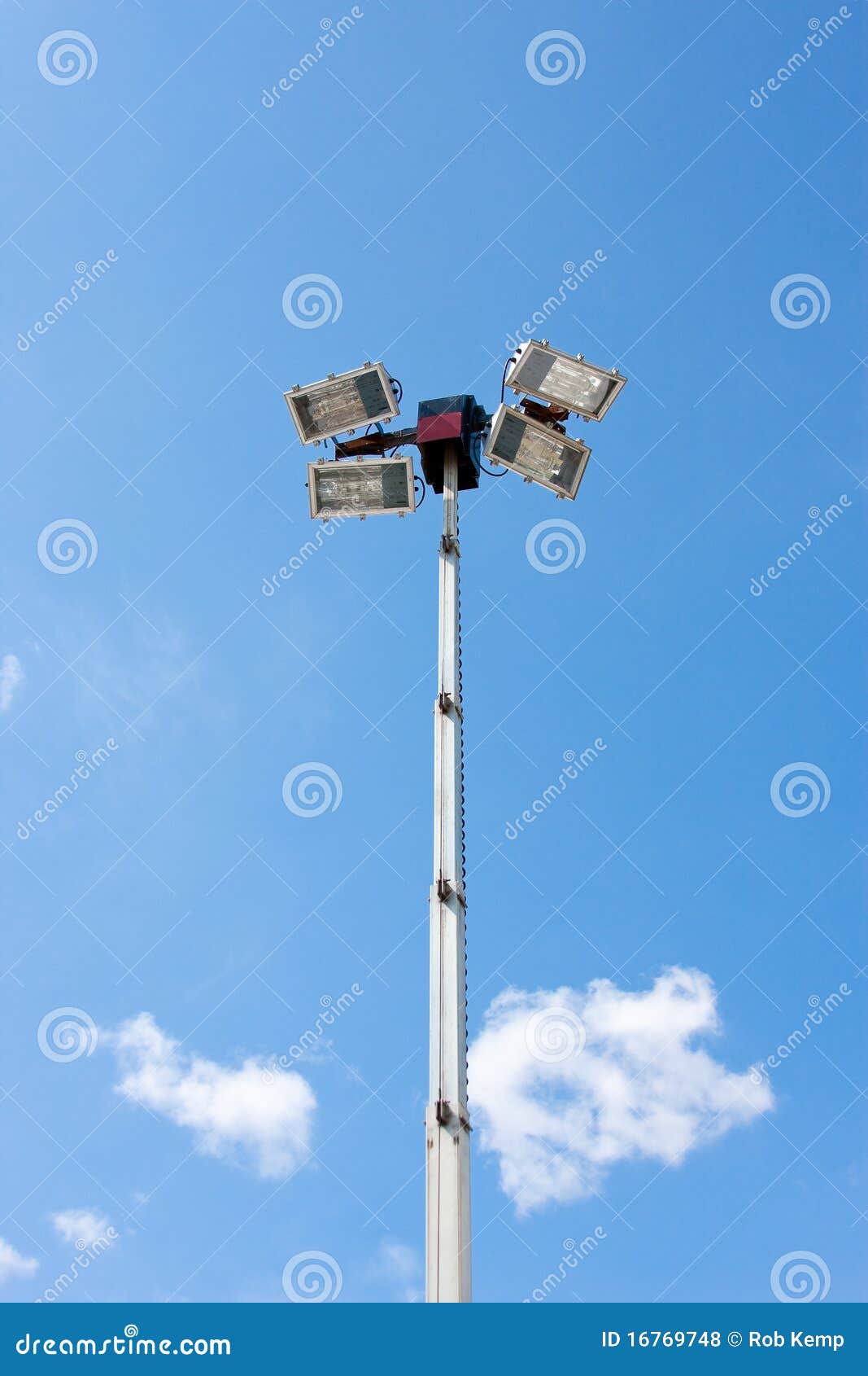 Lighting Column Spotlights Against Blue Sky Stock Photo - Image of ...