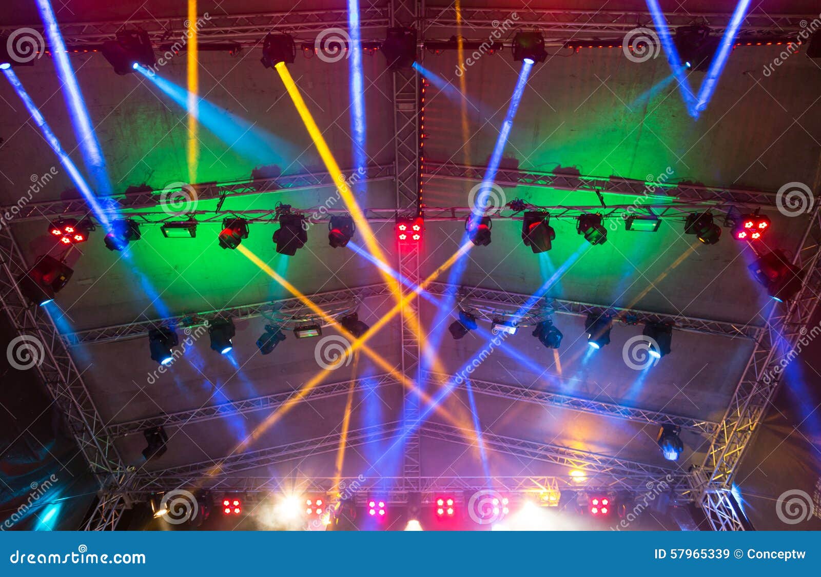Lighting the concert stage stock image. Image of laser - 57965339