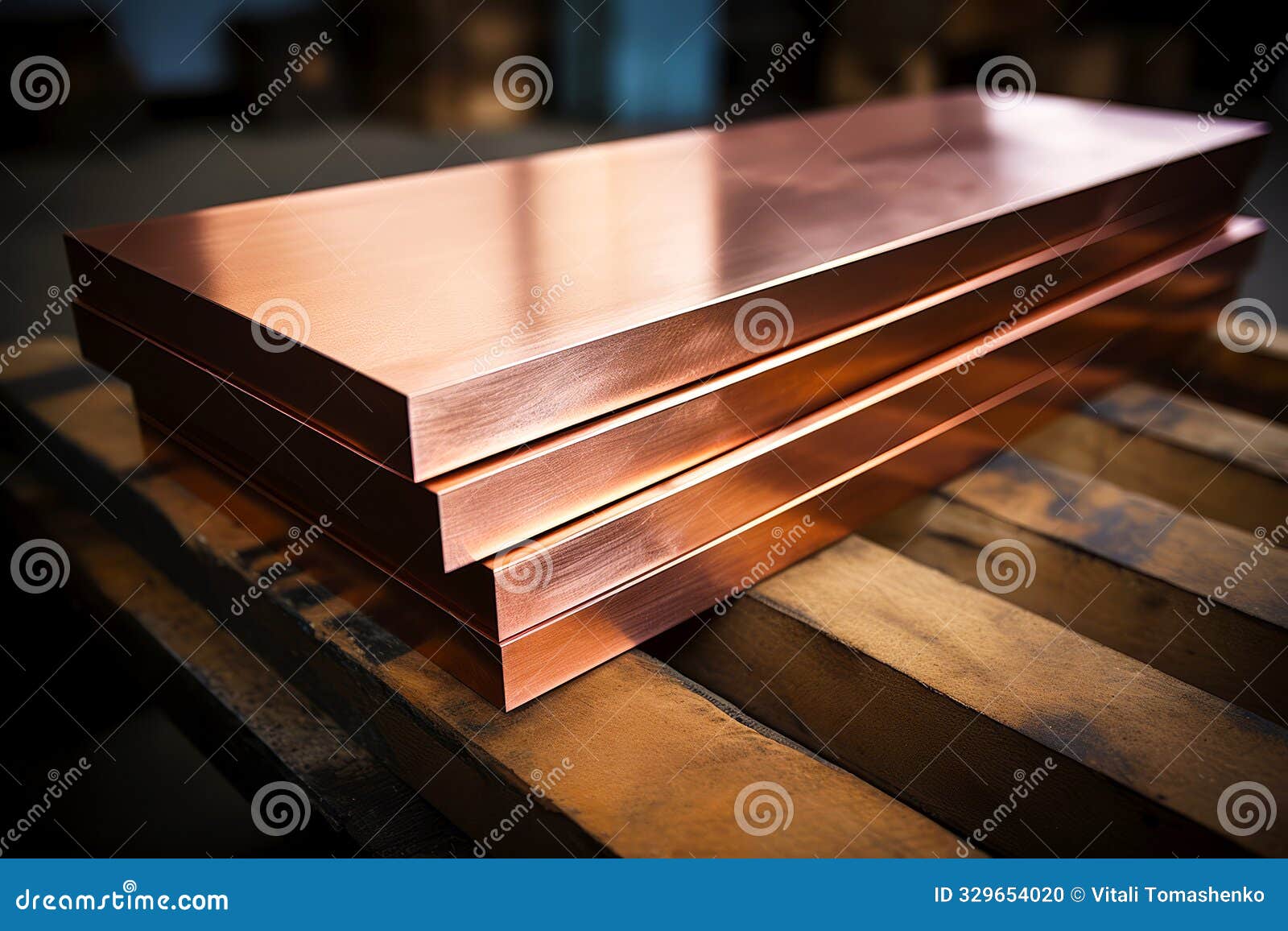Beryllium Copper Boards, Stack of Copper Sheets Placed on Wooden Pallet ...