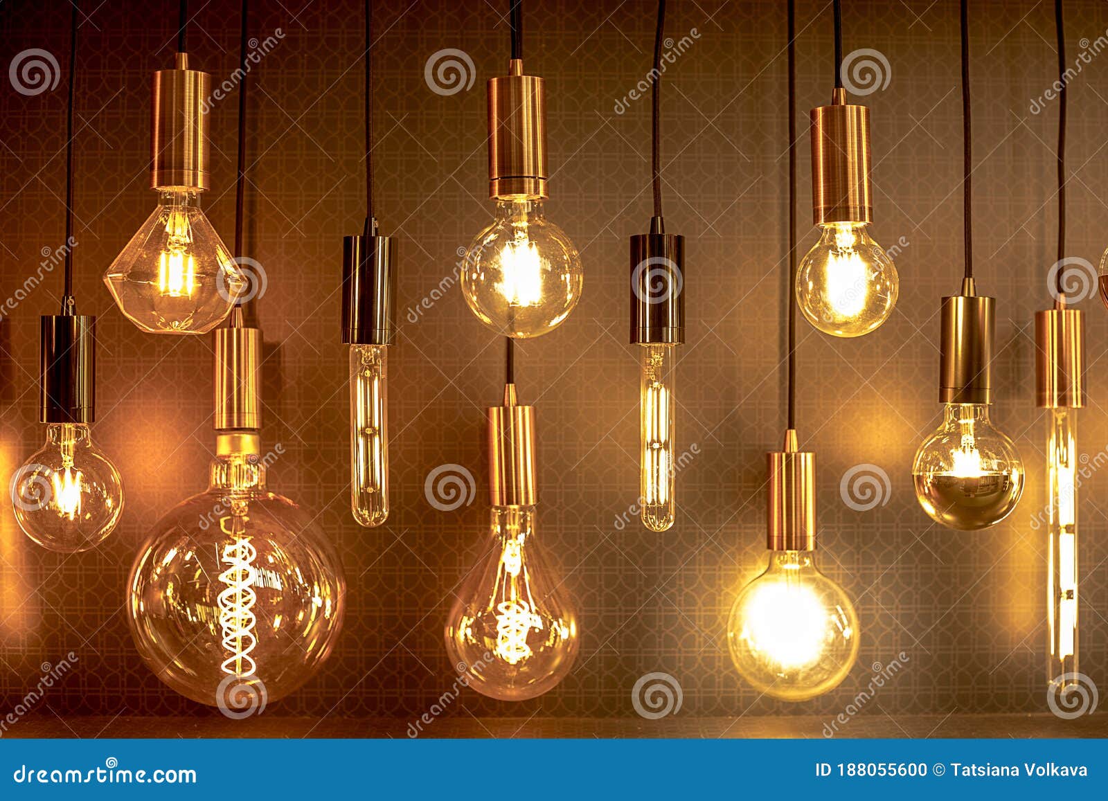 Lighting Decor. Designer Light Bulbs Stock Photo - Image of hanging ...