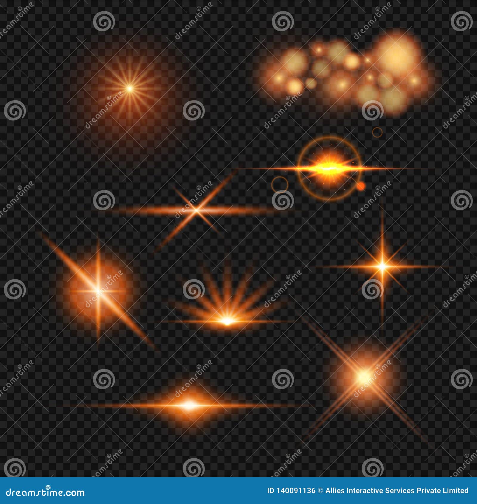 Lighting Effect Set in Different Style. Stock Illustration ...