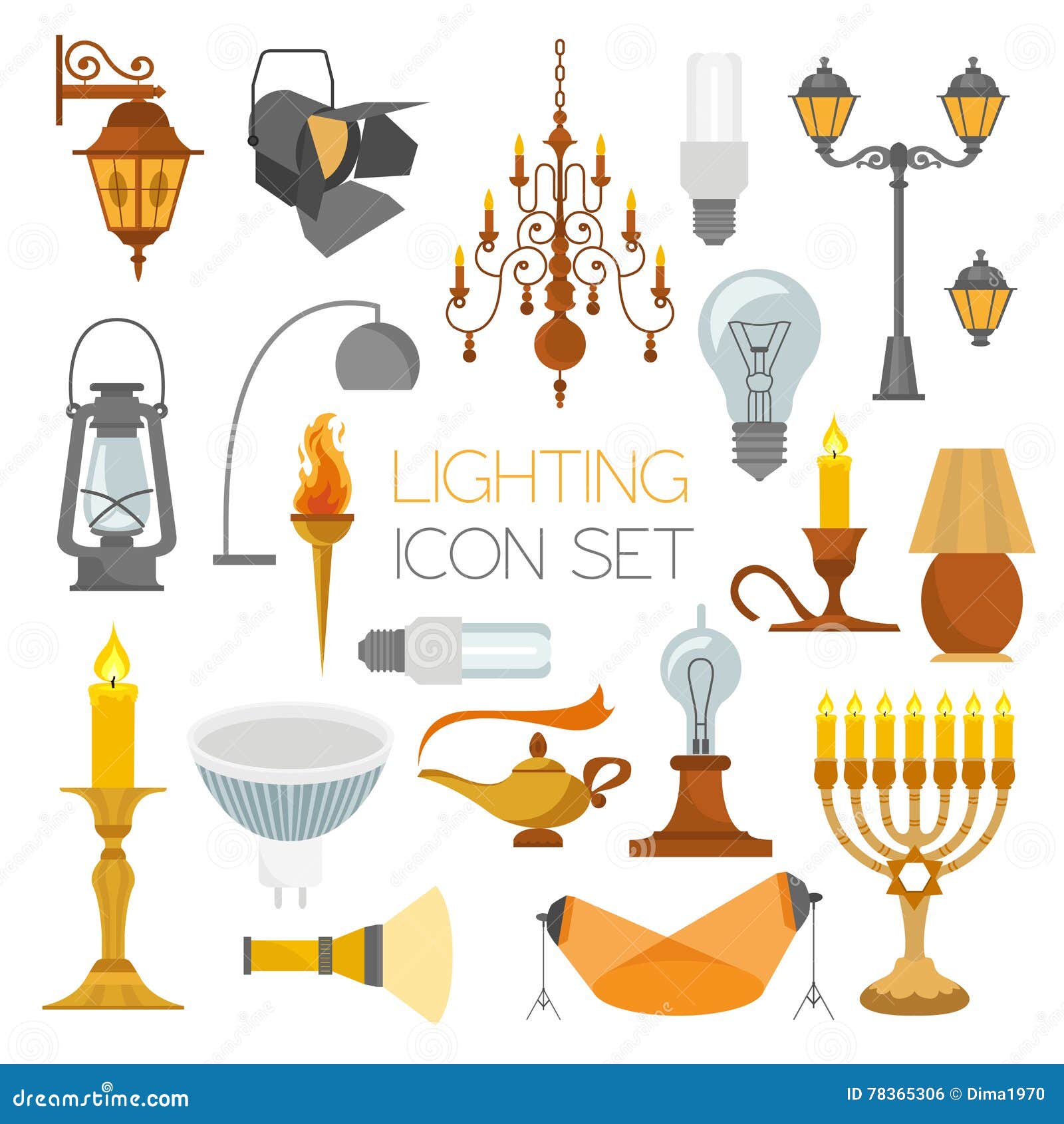 Lighting elements icon set stock vector. Illustration of camera - 78365306