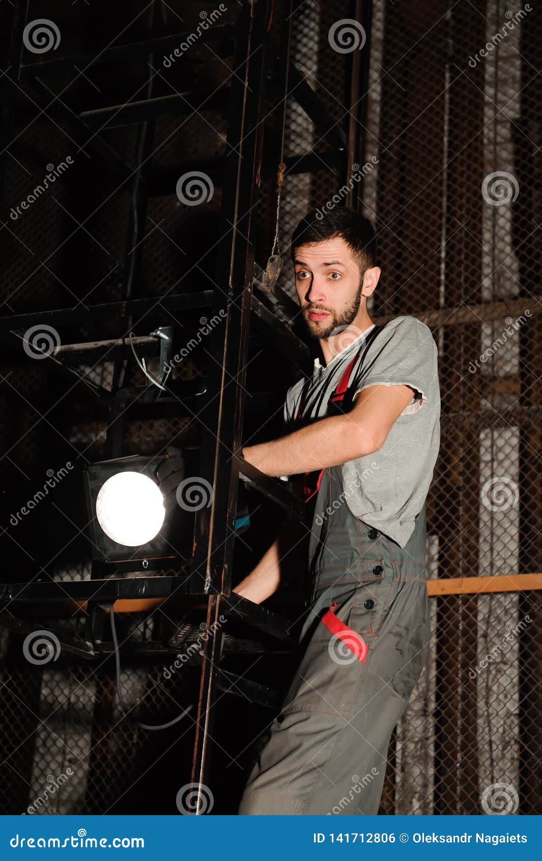 The Lighting Engineer Adjusts the Lights on Stage Behind the Scenes ...