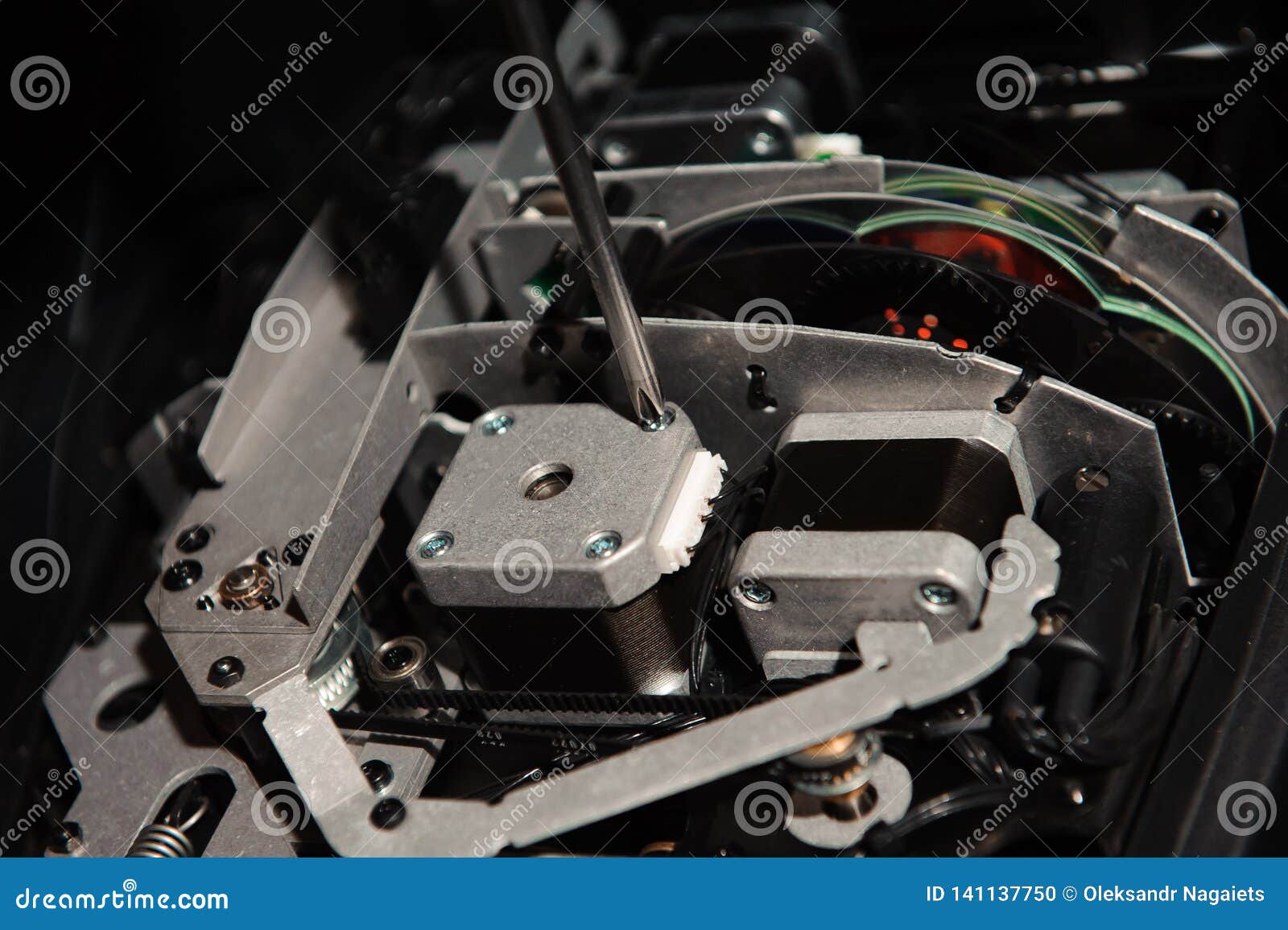 The Lighting Engineer Adjusts the Lights on the Stage Stock Photo ...