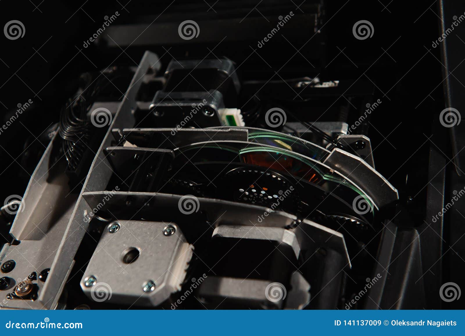 The Lighting Engineer Repairs the Light Device on Stage Stock Image ...