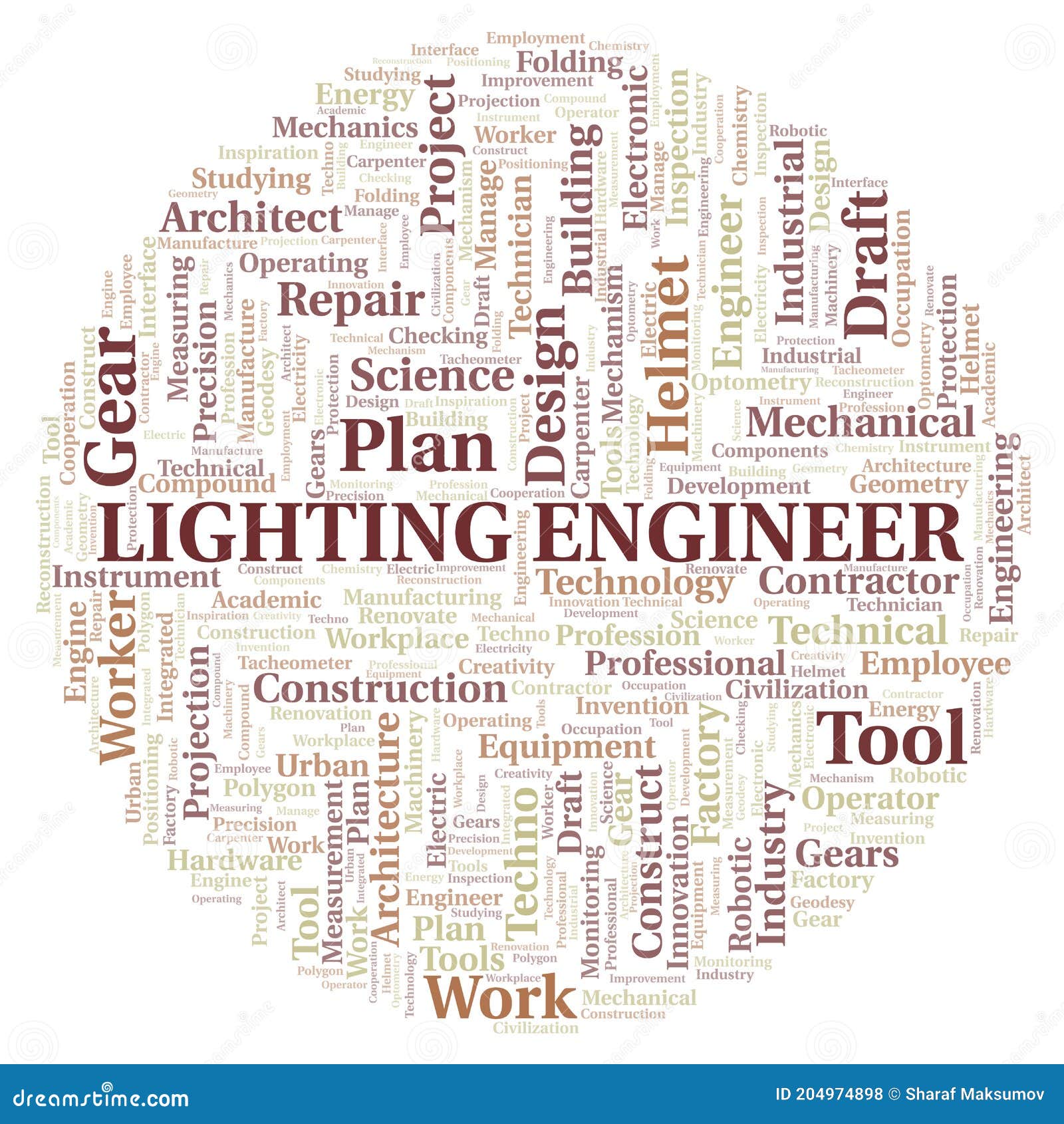 Lighting Engineer Typography Word Cloud Create with the Text only Stock ...