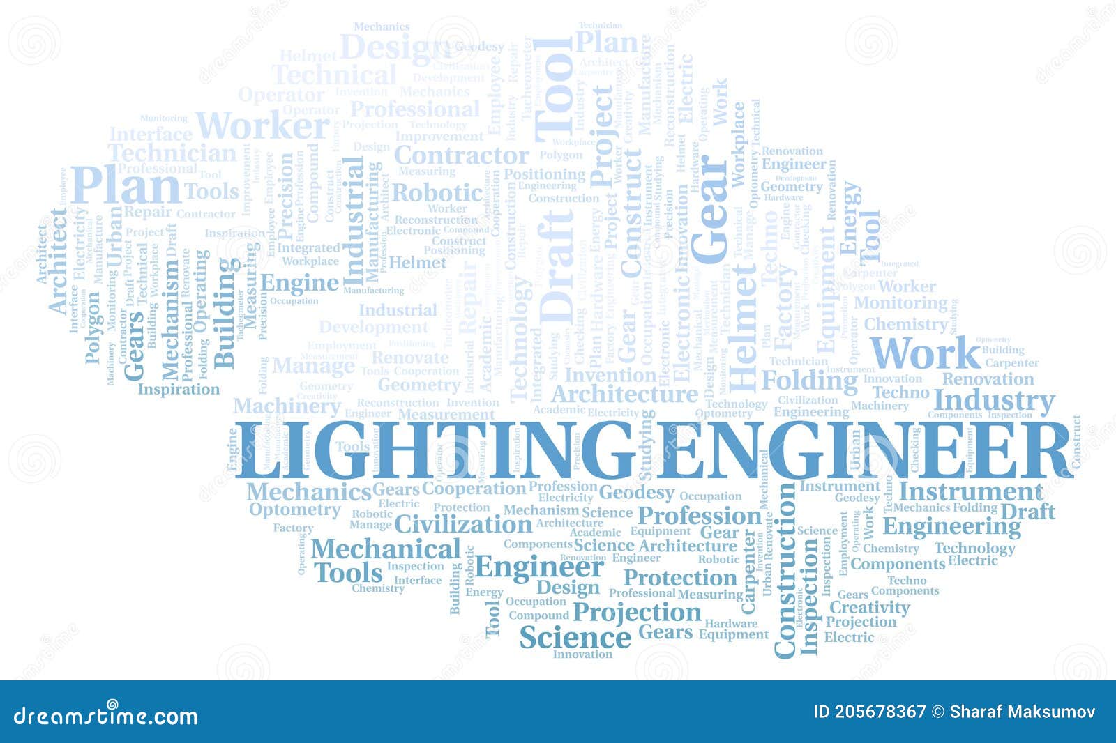 Lighting Engineer Typography Word Cloud Create with the Text only Stock ...