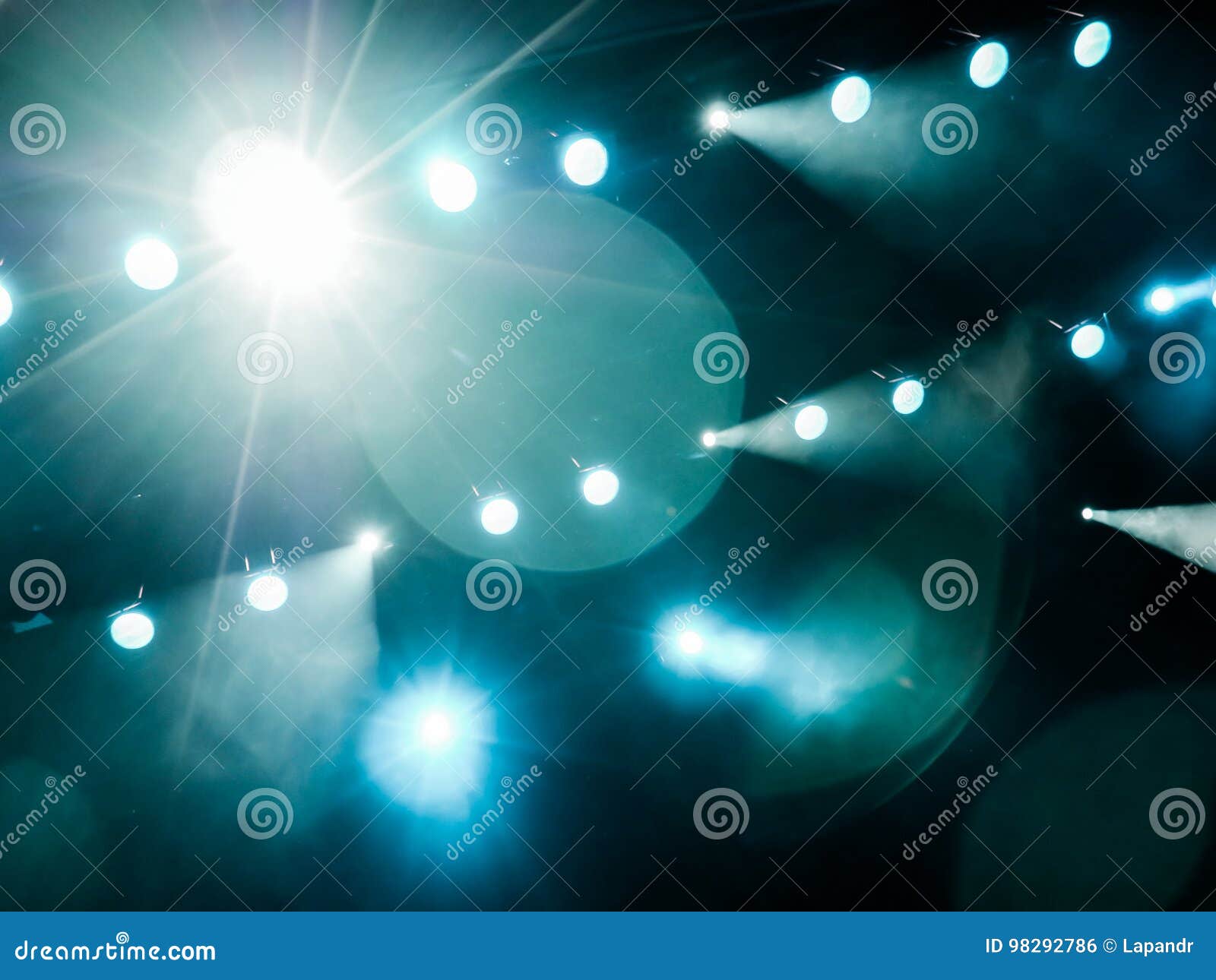 Lighting Equipment on the Stage. the Spotlight through the Smoke Stock ...