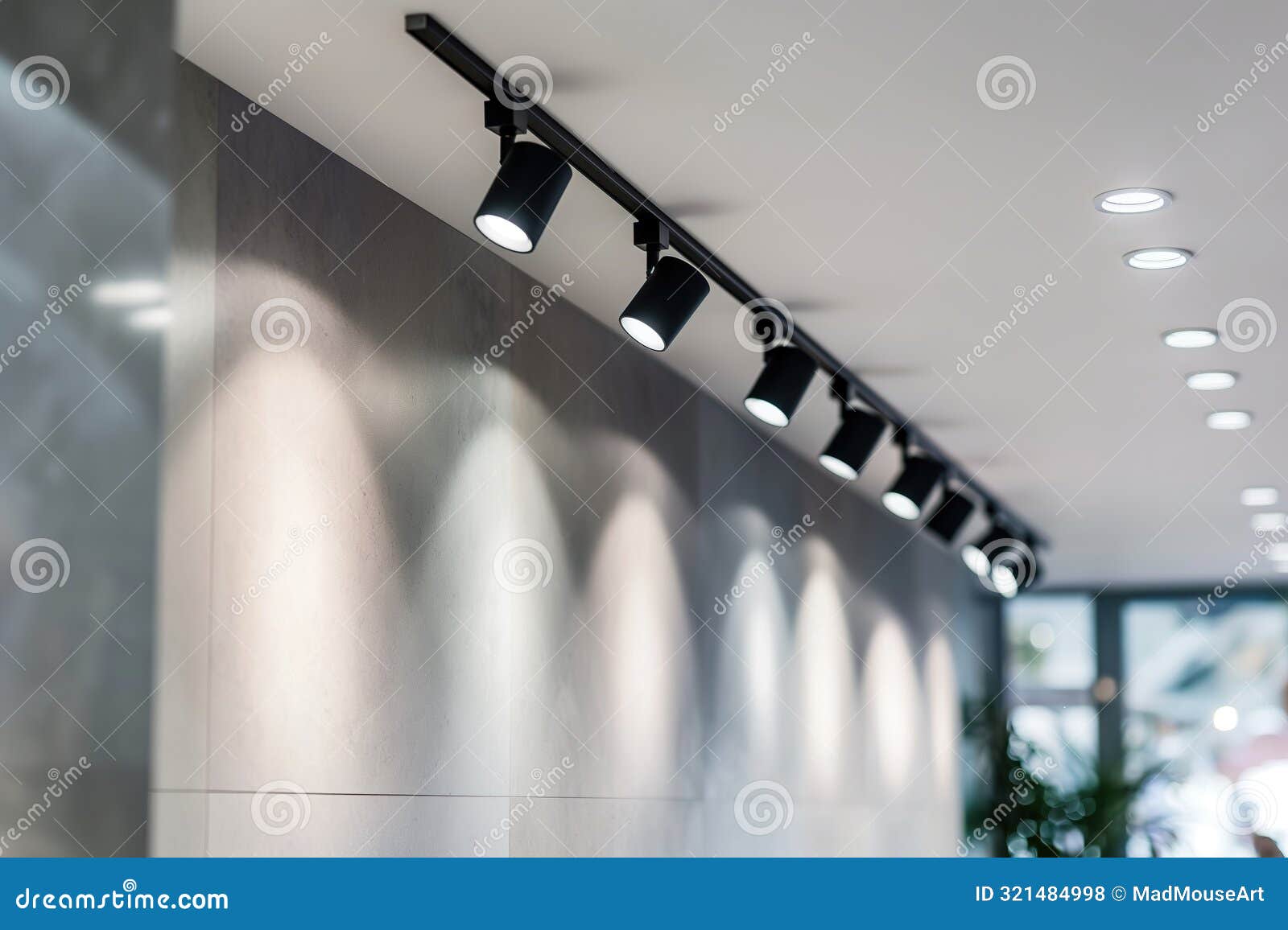 Lighting Equipment on the Wall in the Living Room. Spotlights Under the ...