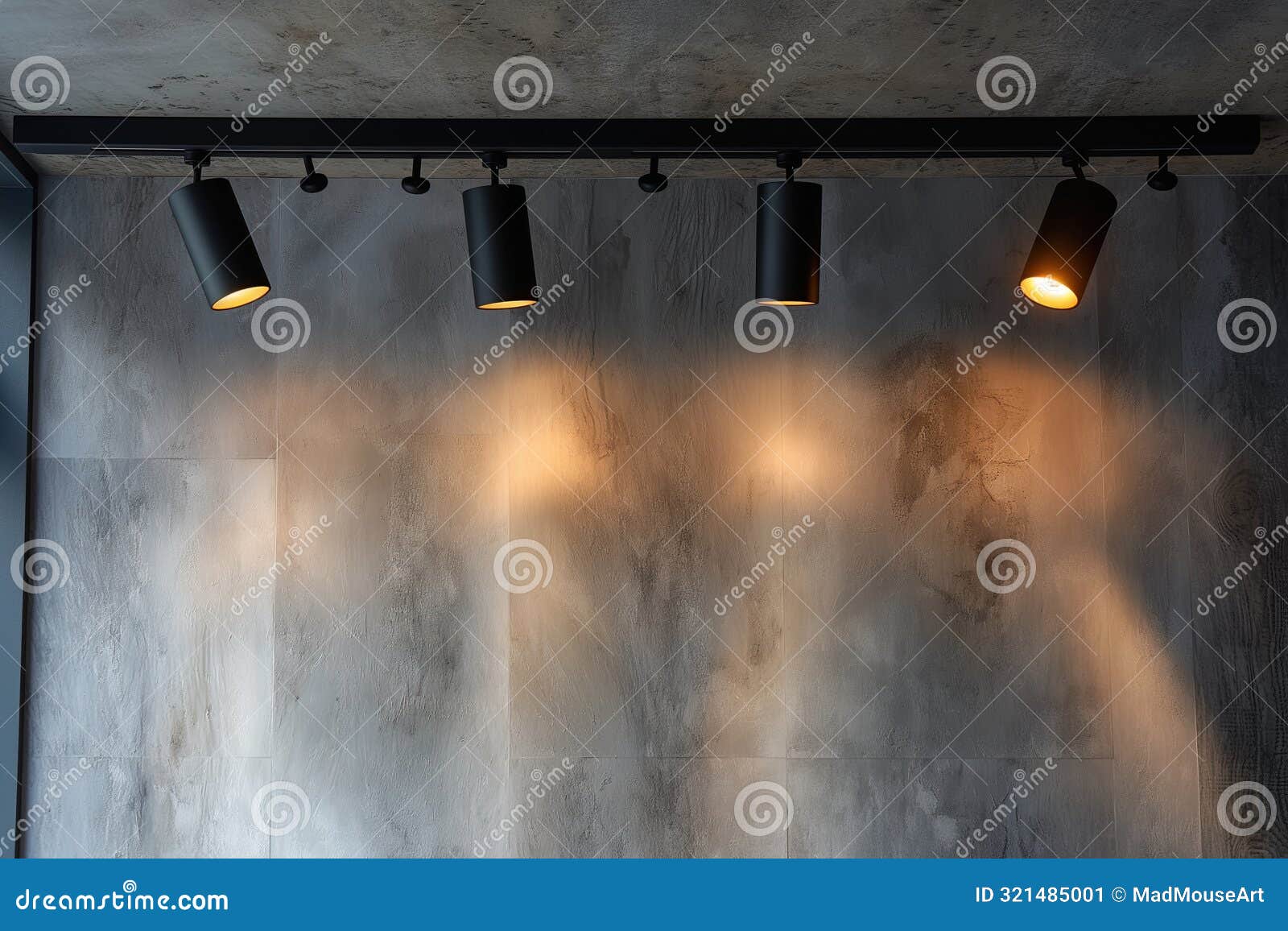 Lighting Equipment on the Wall in the Living Room. Spotlights Under the ...