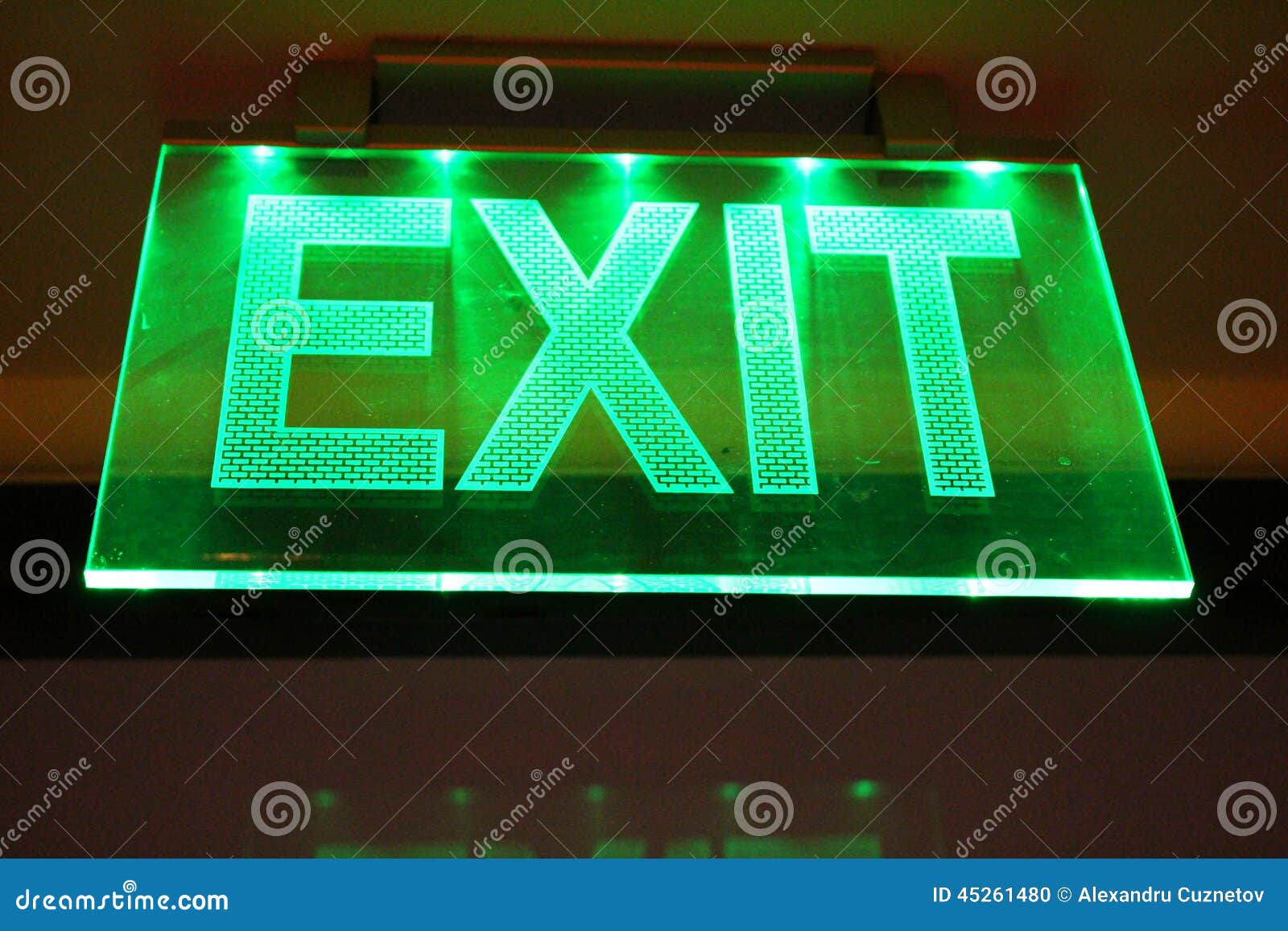 Lighting exit sign stock photo. Image of reflection, warning - 45261480