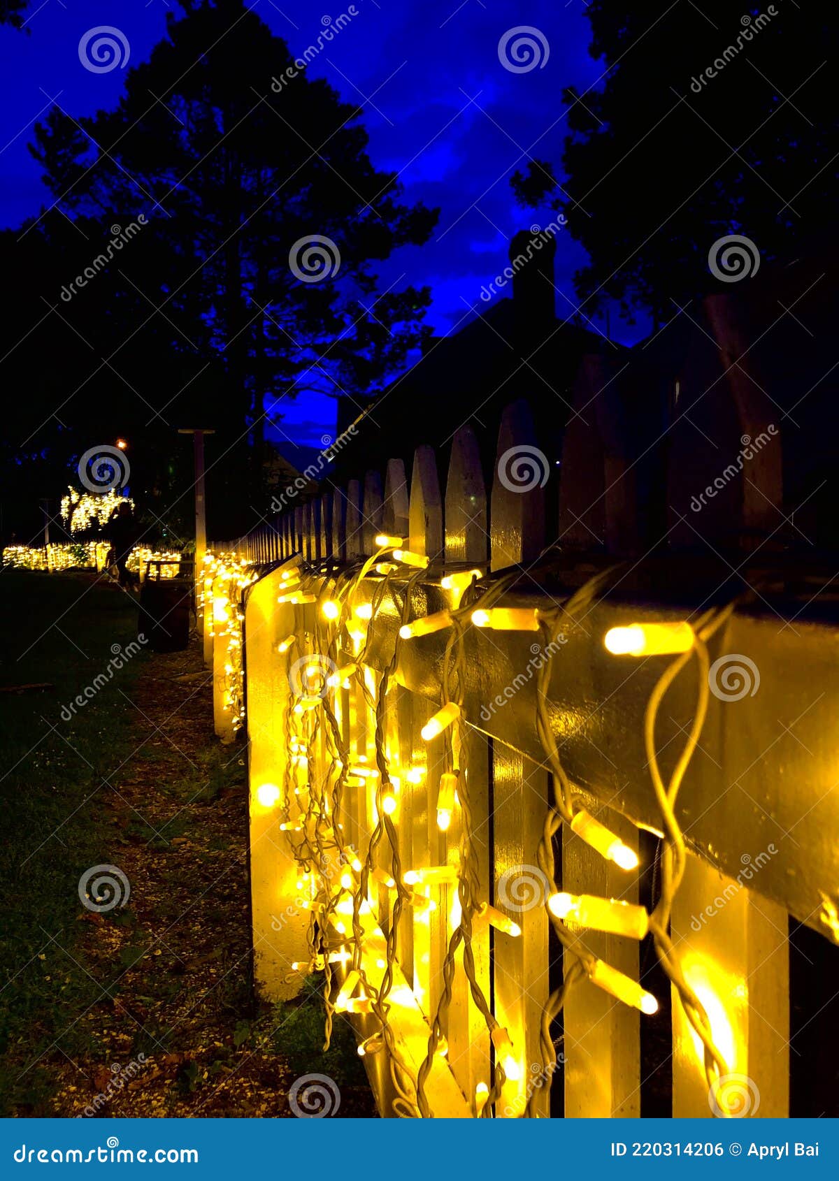 Lighting fence stock photo. Image of dark, fence, night - 220314206
