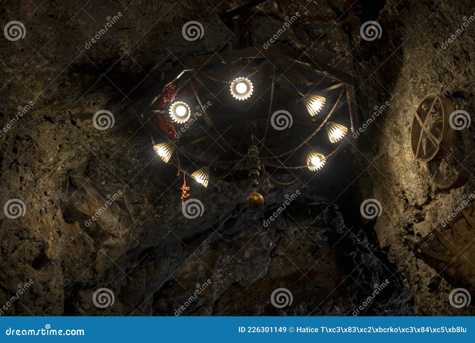 Lighting Fixture in Cave Environment. Stock Image - Image of metro ...