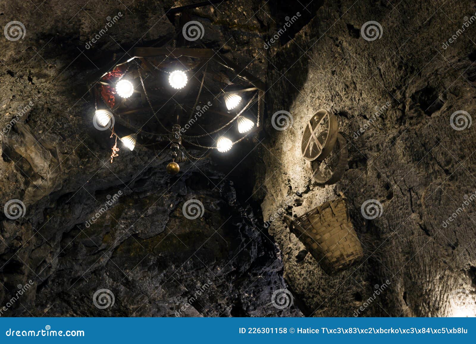 Lighting Fixture in Cave Environment. Stock Photo - Image of circle ...
