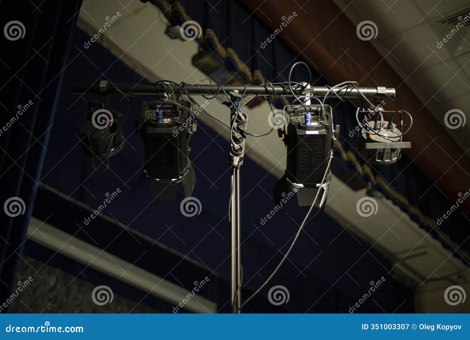 Lighting Fixture on Stage. Light Stand in Hall Stock Image - Image of ...