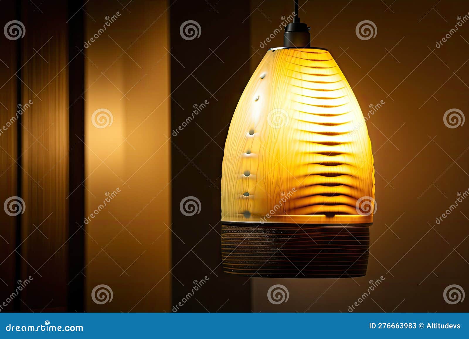 Lighting Fixture with Warm, Yellow Light and Ceramic Lamp Shade Stock ...