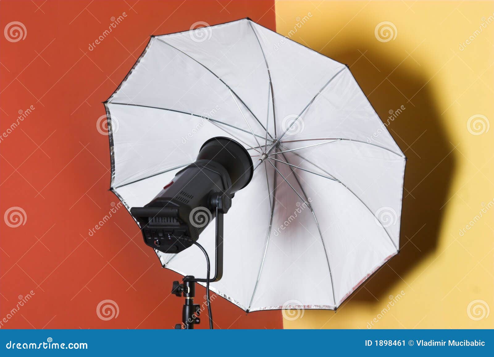 Lighting Flash-heads with Umbrella Stock Image - Image of photographer ...