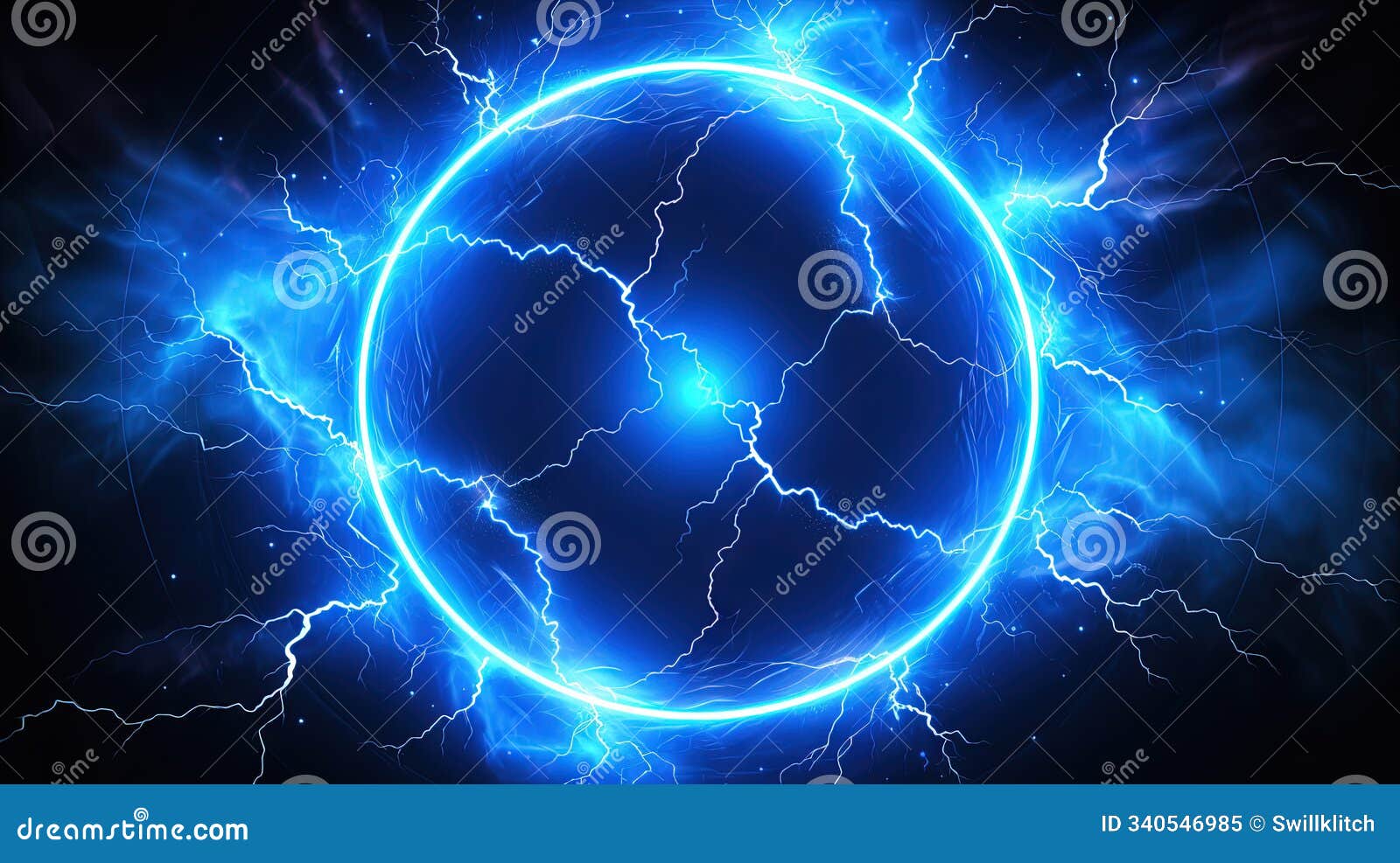 Lighting Flash in the Shape of Circle. Ring of Thunderstorm Lightning ...