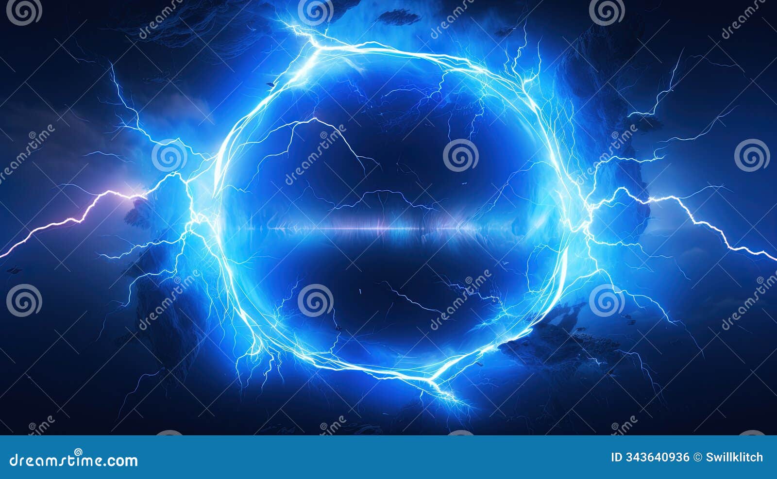 Lighting Flash in the Shape of Circle. Ring of Thunderstorm Lightning ...