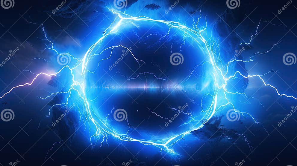 Lighting Flash in the Shape of Circle. Ring of Thunderstorm Lightning As a Portal Stock Photo ...