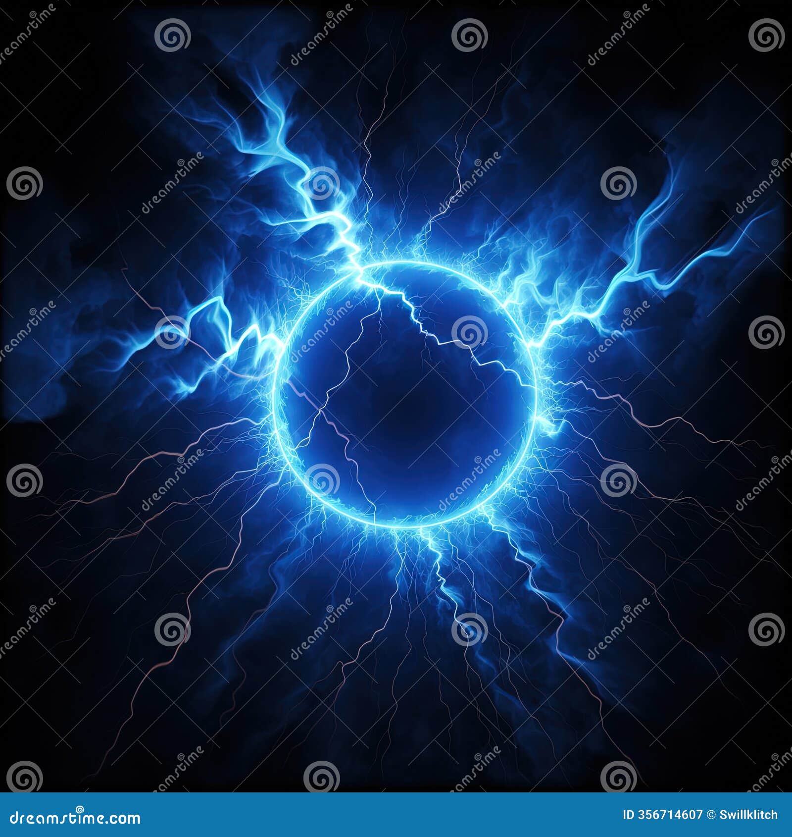 Lighting Flash in the Shape of Circle. Ring of Thunderstorm Lightning ...