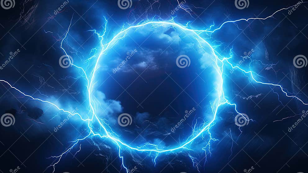 Lighting Flash in the Shape of Circle. Ring of Thunderstorm Lightning ...