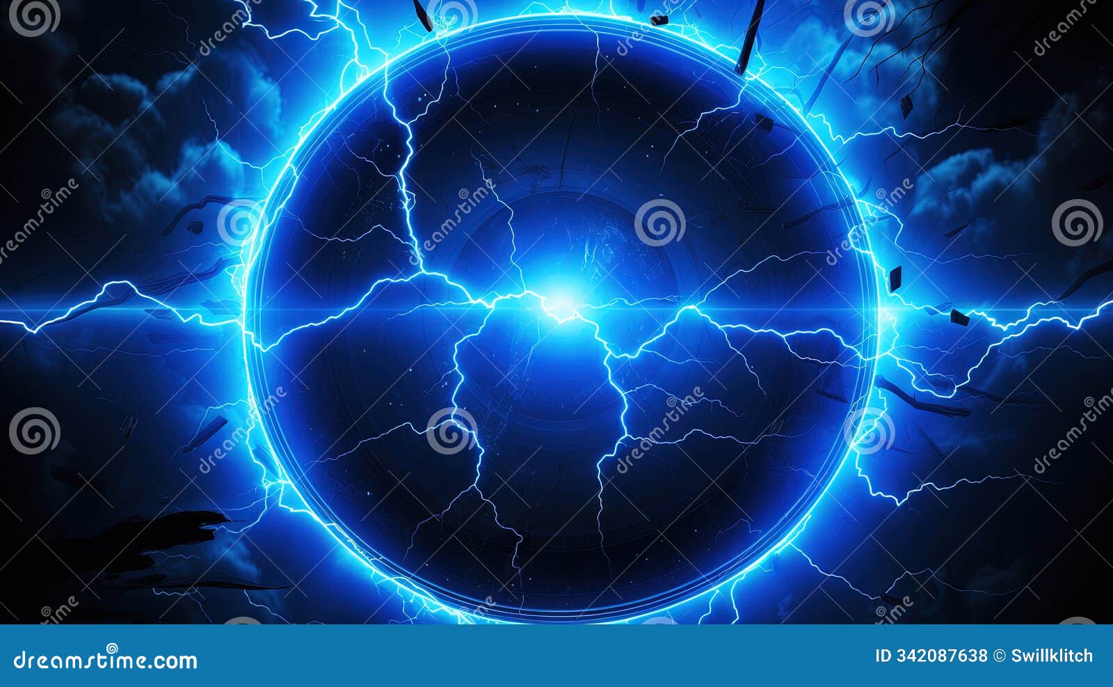 Lighting Flash in the Shape of Circle. Ring of Thunderstorm Lightning ...