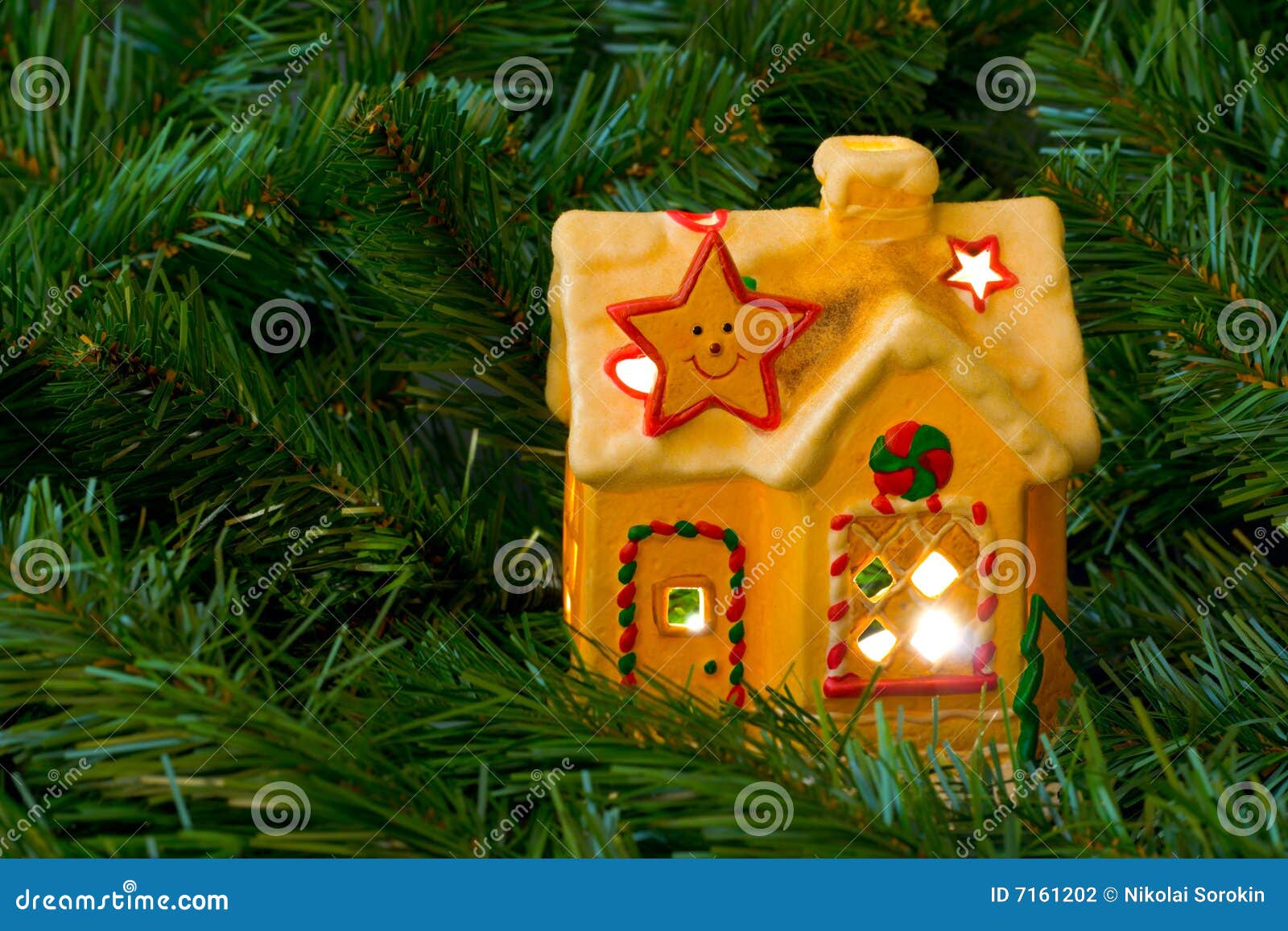 Lighting House and Christmas Tree Stock Photo - Image of chimney, green ...