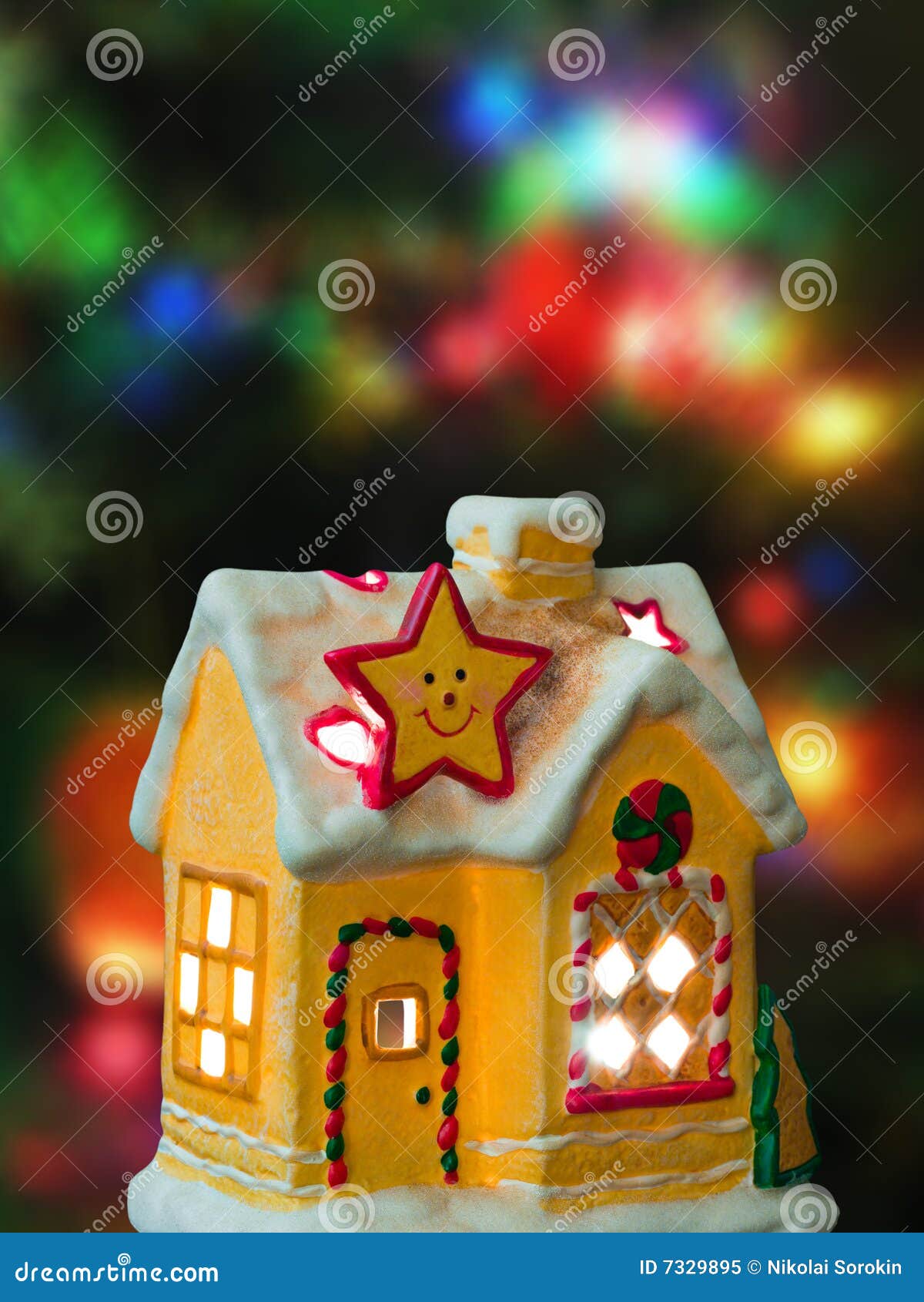 Lighting House and Christmas Tree Stock Image - Image of holiday, home ...